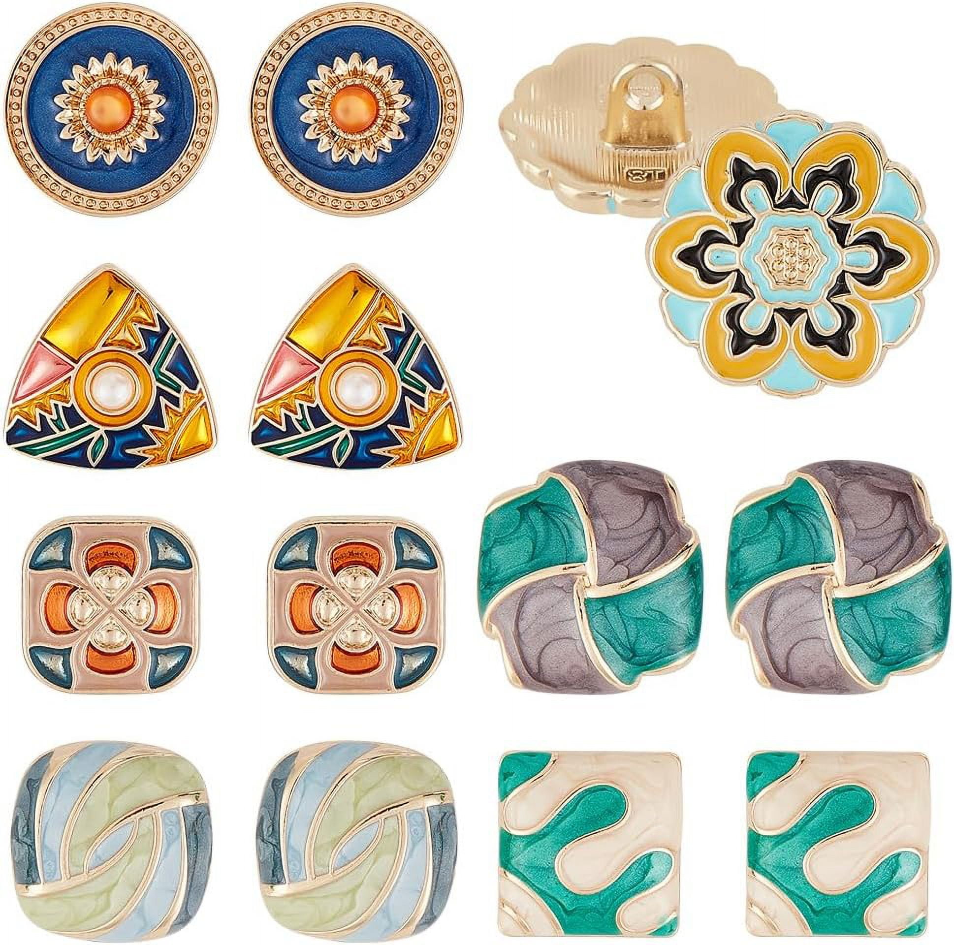 PH 14pcs 7 Style Enamel Shank Buttons Retro Color Buttons Enamel ...