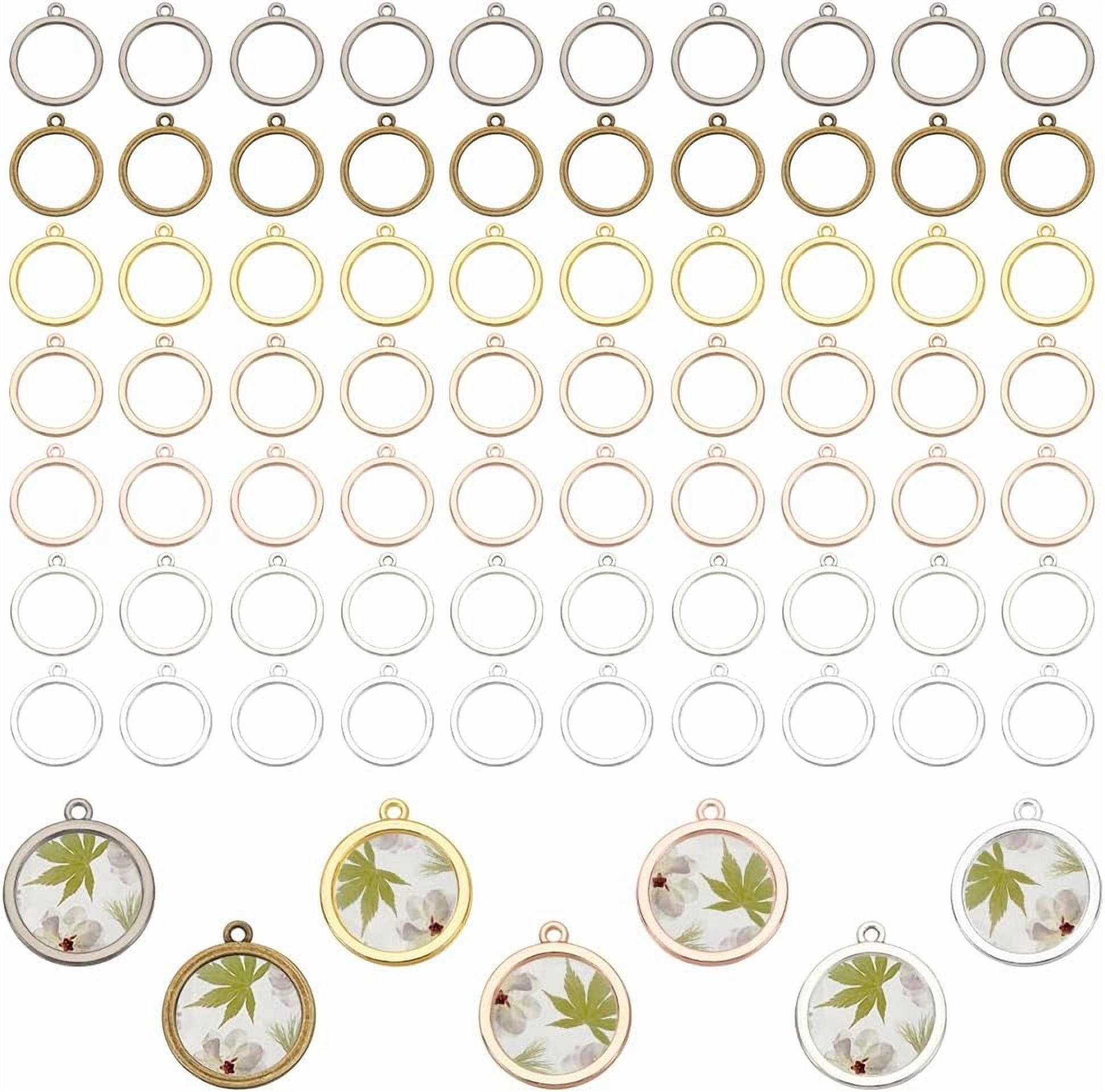 PH 168pcs 17mm Round Open Bezel Connector Charms 7 Colors Hollow Bezel ...