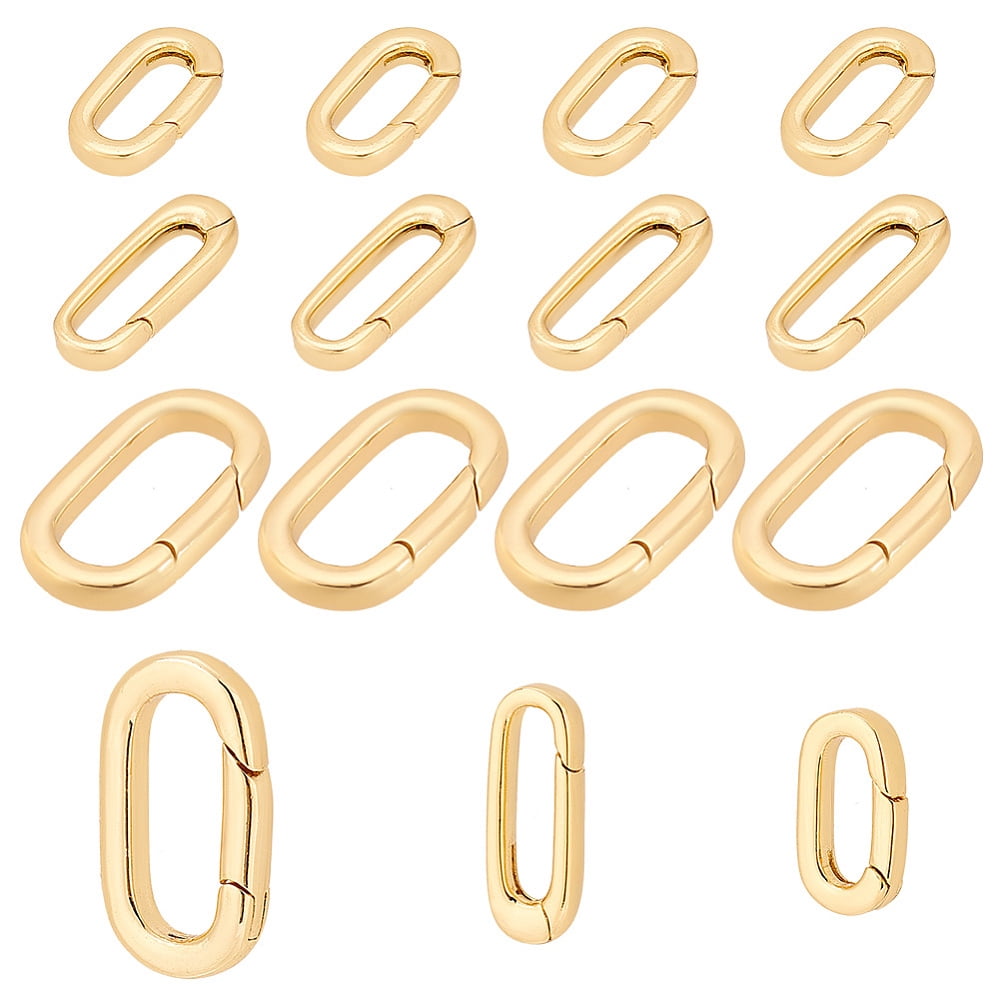 PH 18K Gold Plated Spring Oval Rings 12pcs 3 Styles Snap Clip Hook ...