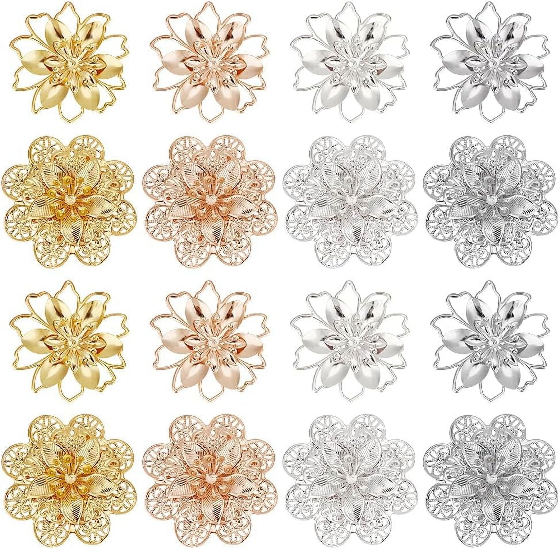 PH 2 Shapes 4 Colors Rhinestone Filigree Charms Filigree Flower ...