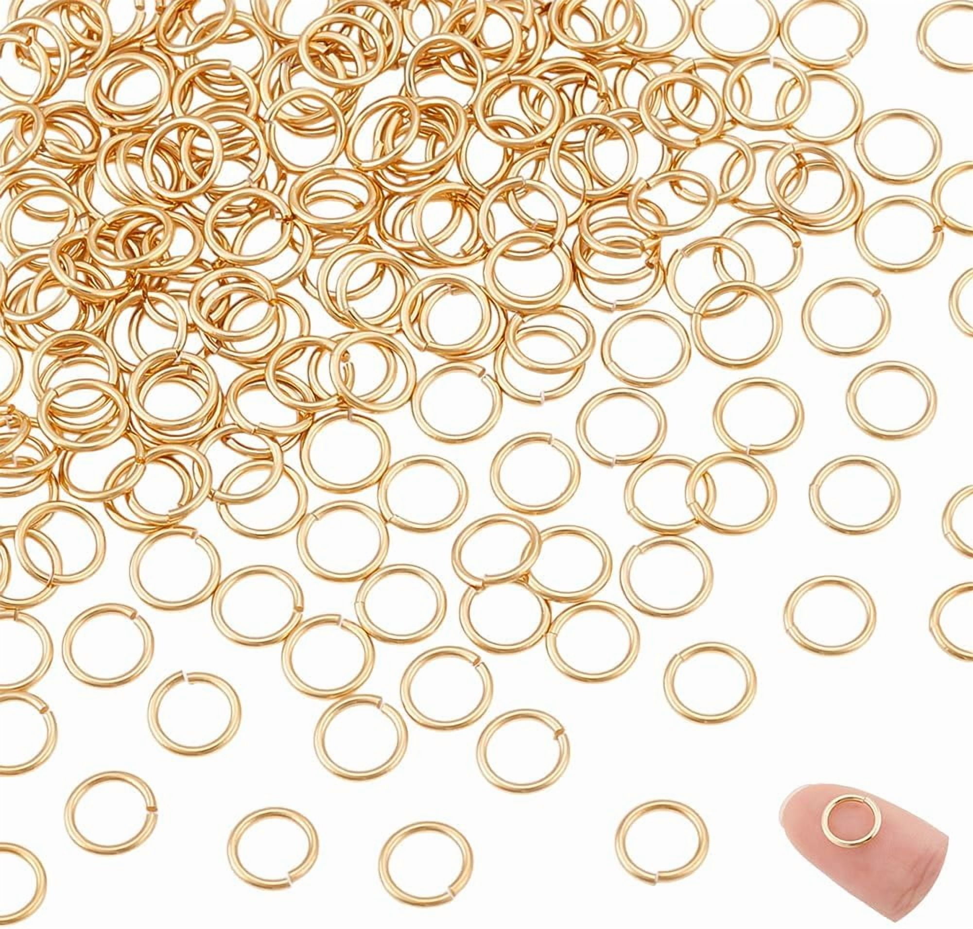 PH 200pcs 24K Gold Plated Jump Rings 8mm Open Jump Rings Brass O Ring ...