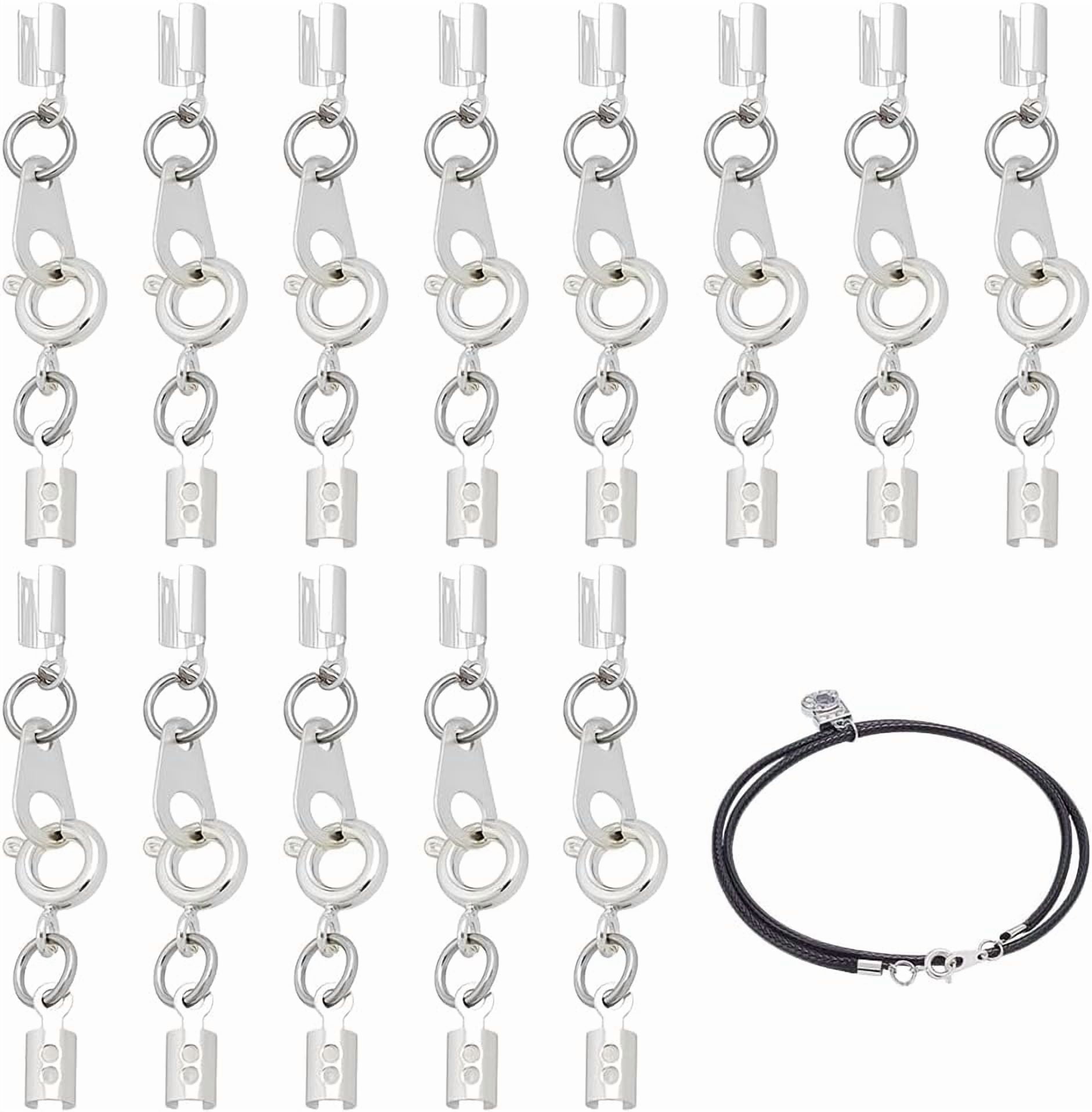 PH 20pcs Cord End Caps with Spring Clasp 35mm Long Crimp End Tips ...