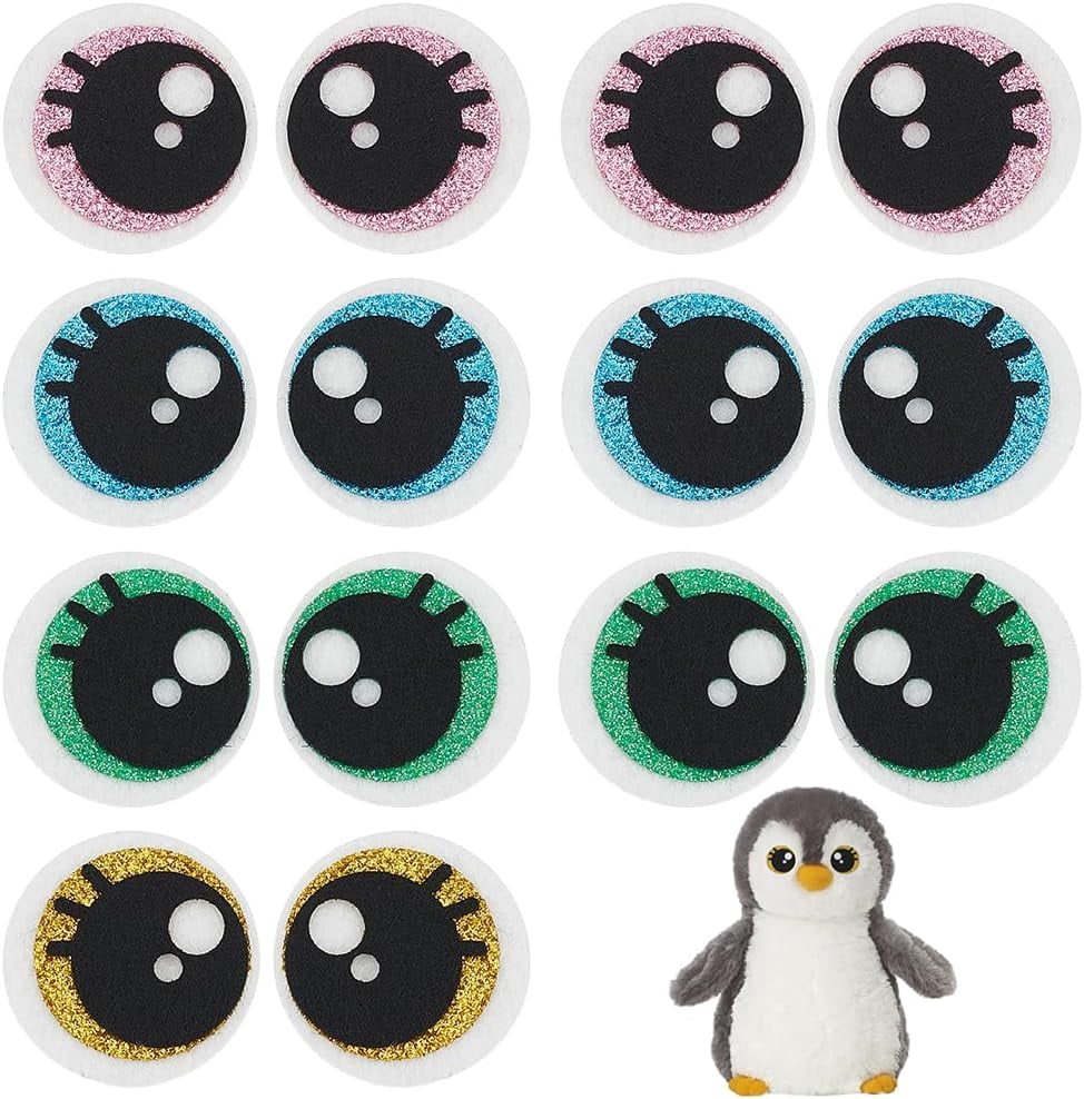 PH 24 Pairs 4 Colors Felt Eyes 1.5 inch Crochet Eyes Patches Colorful ...