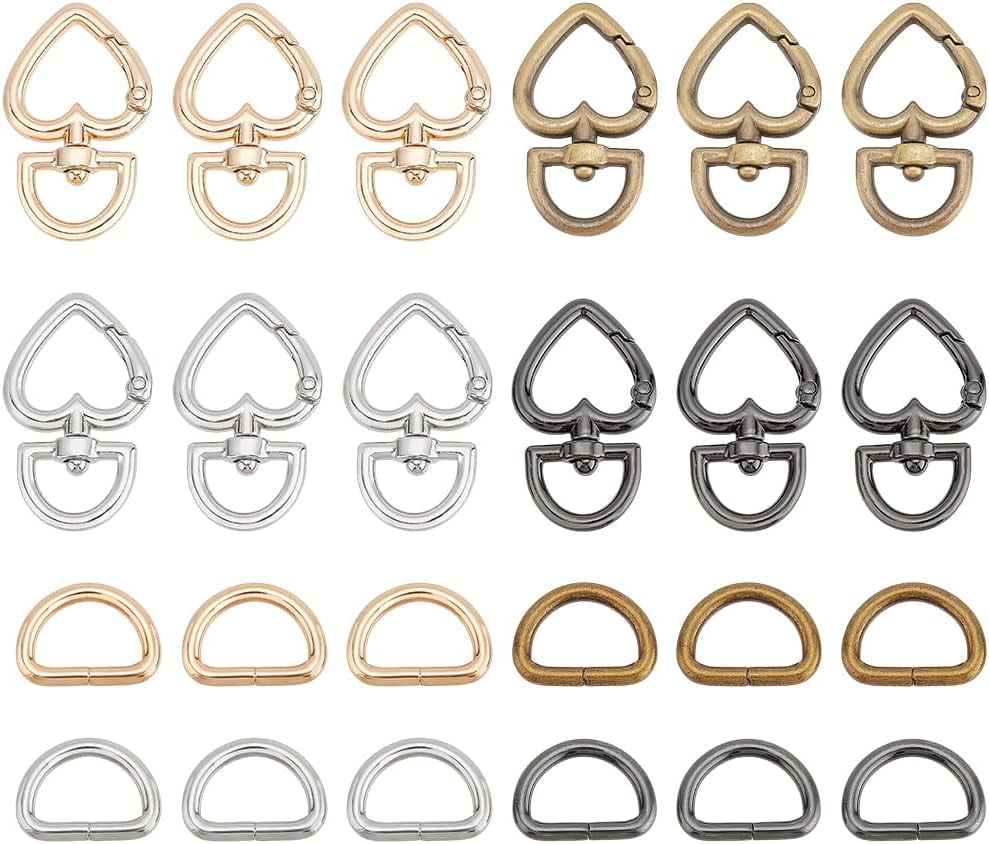 PH 24pcs 4 Colors Heart Swivel Buckles Lobster Buckle Spring Closure ...