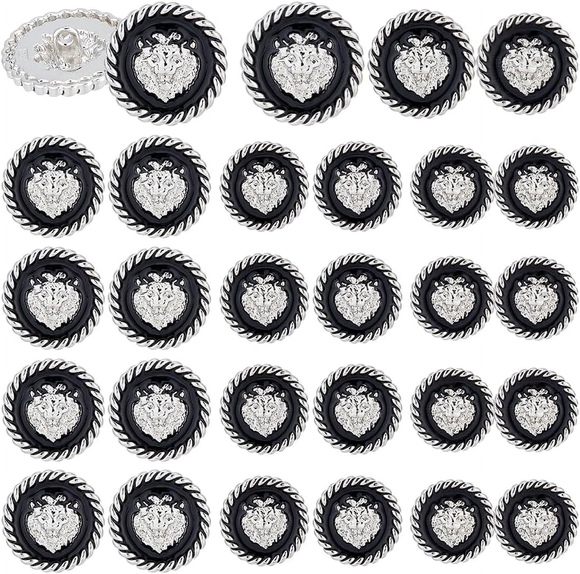 PH 24pcs Lion Shank Buttons 3 Size Metal Enamel Blazer Buttons Black ...