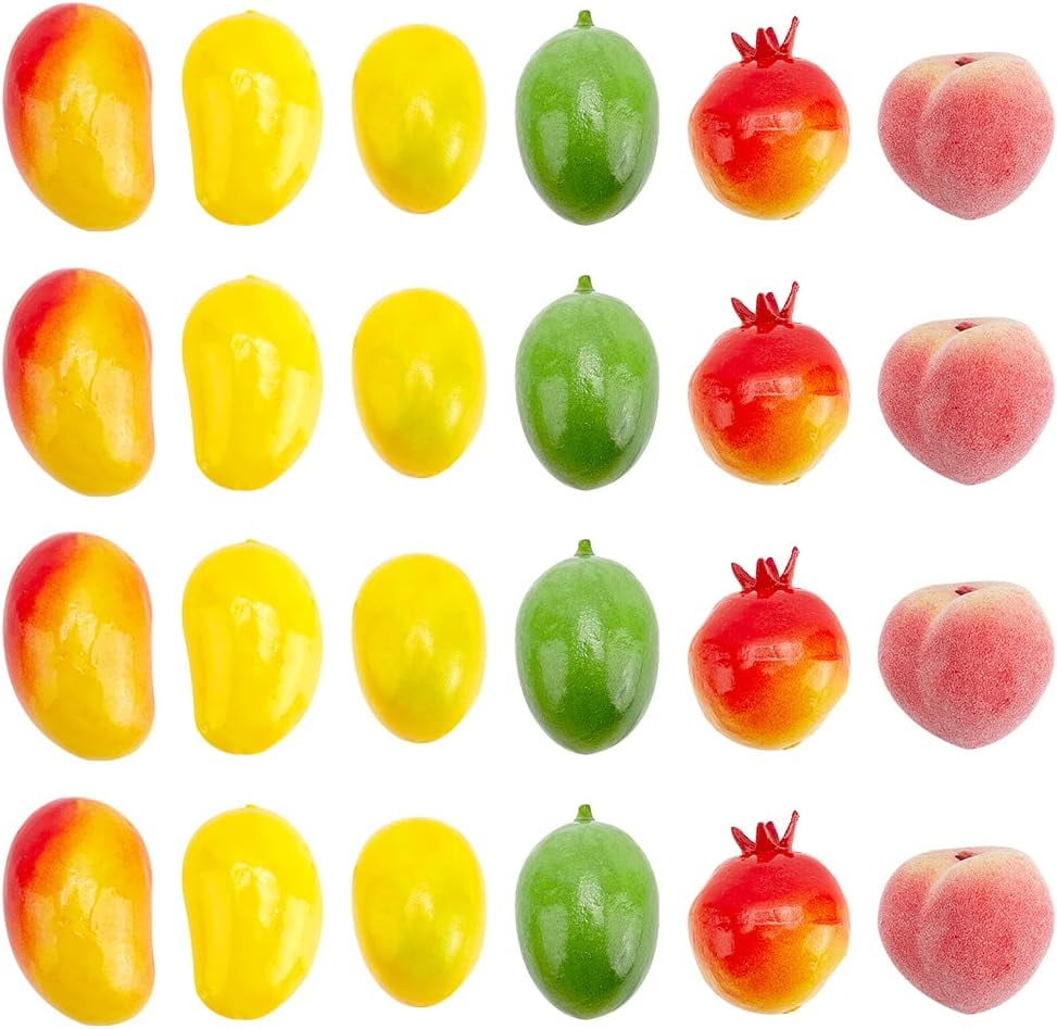 PH 24pcs Mini Fruit 6 Styles Artificial Fruit Mangoes/Peaches ...