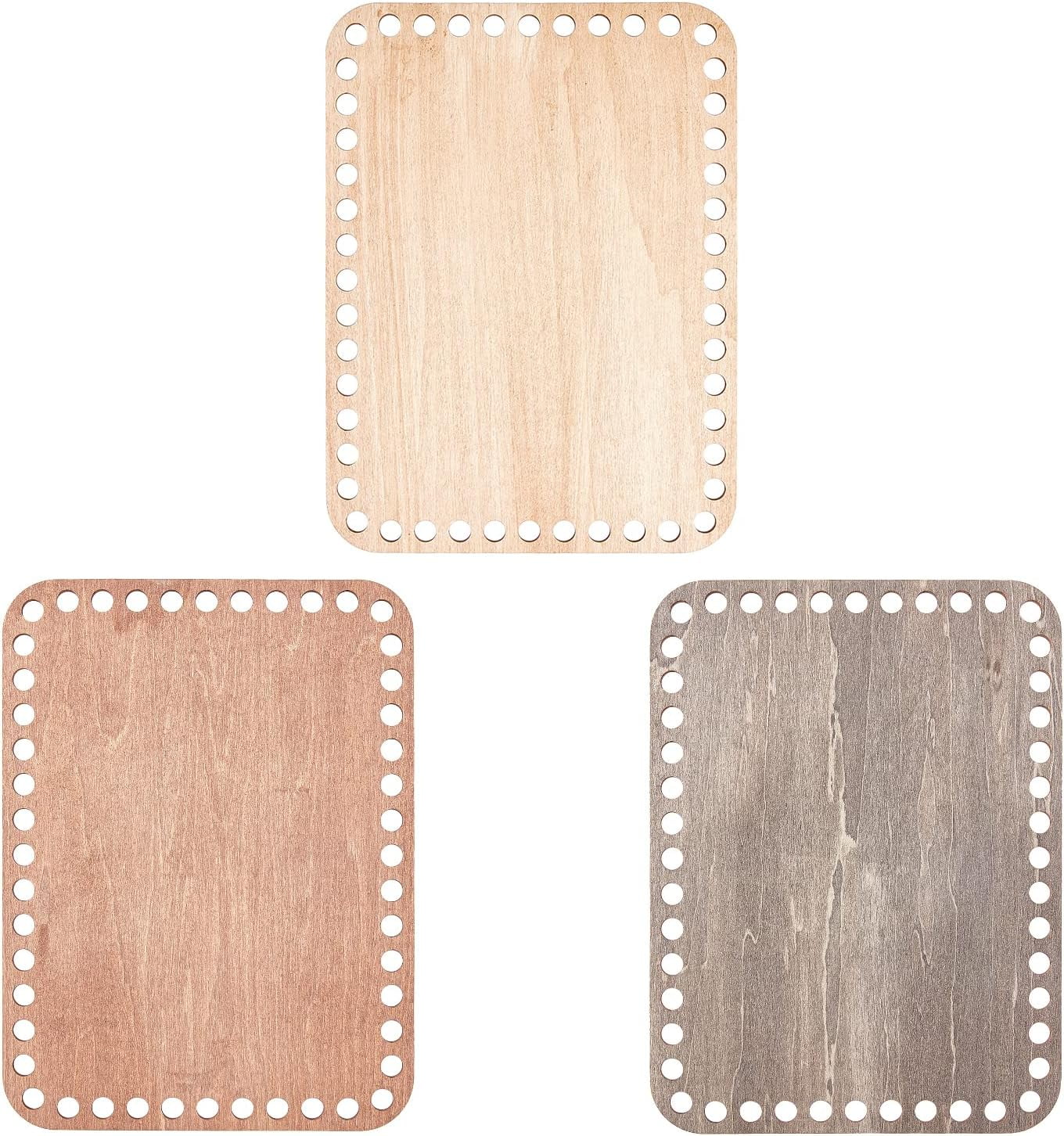 PH 3 Colors Rectangle Basket Bottom 7.8x5.9 Dyed Blank Wooden Bottom ...