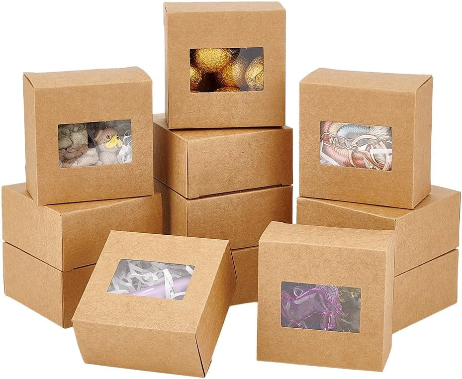 PH 30 Pack Small Treat Boxes with Window Packing Boxes Craft Paper ...