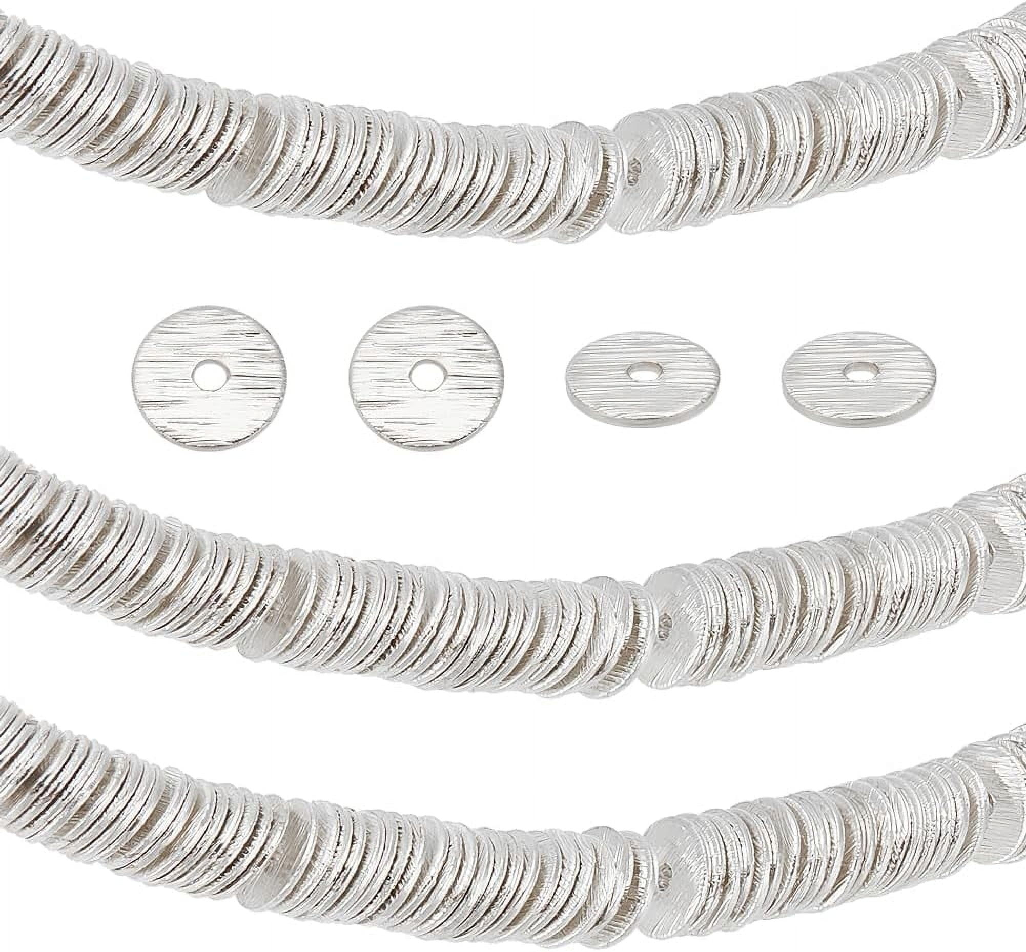 PH 300pcs Silver Plated 6mm Brass Disc Spacer Beads for Jewelry Making ...