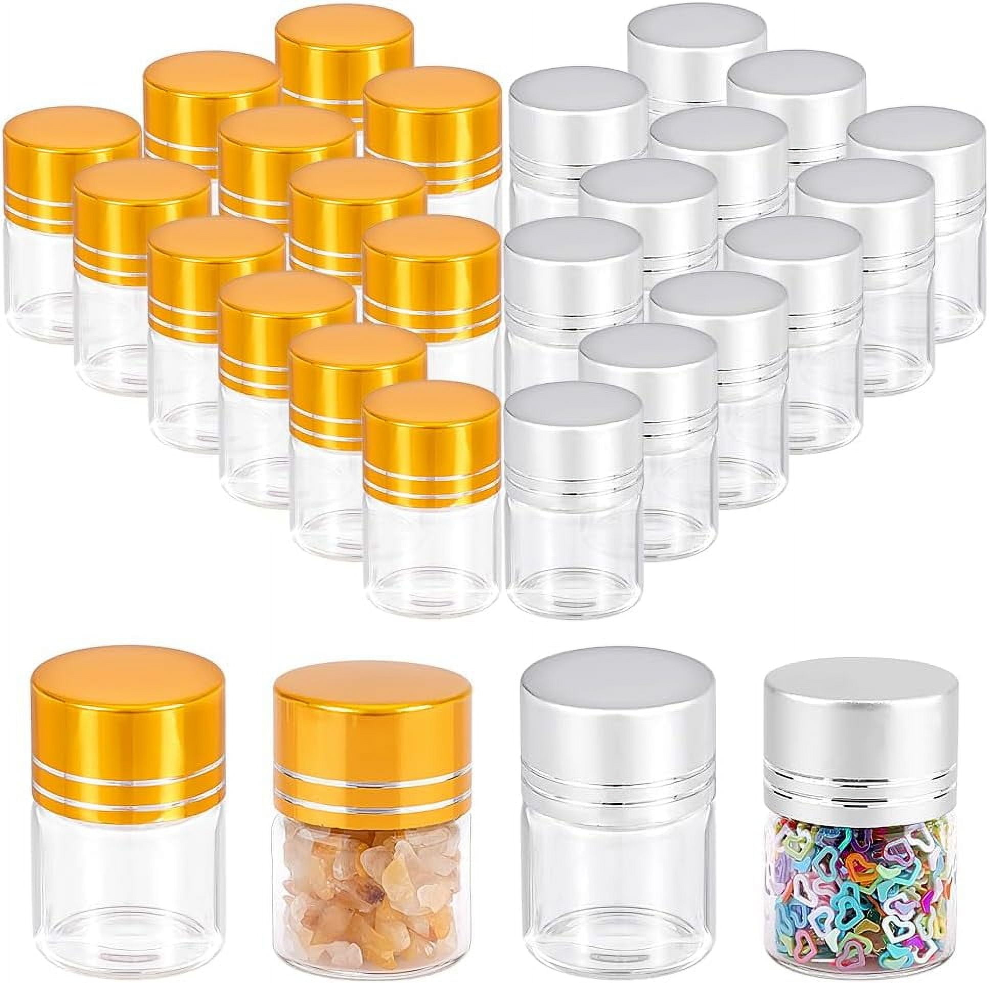 PH 30pcs 2 Colors Mini Glass Bottles with Aluminum Lids 5ml Empty Small ...