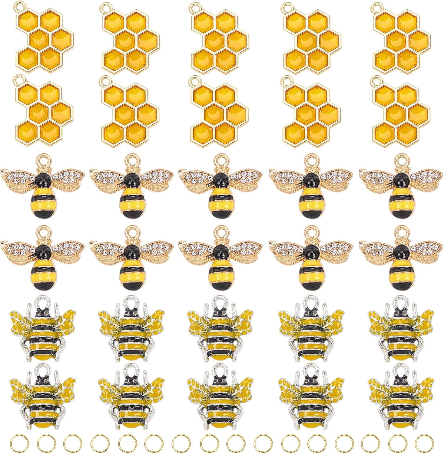PH 30pcs 3 Styles Bees Charms Pendants Animal Bees Honeycomb Enamel ...