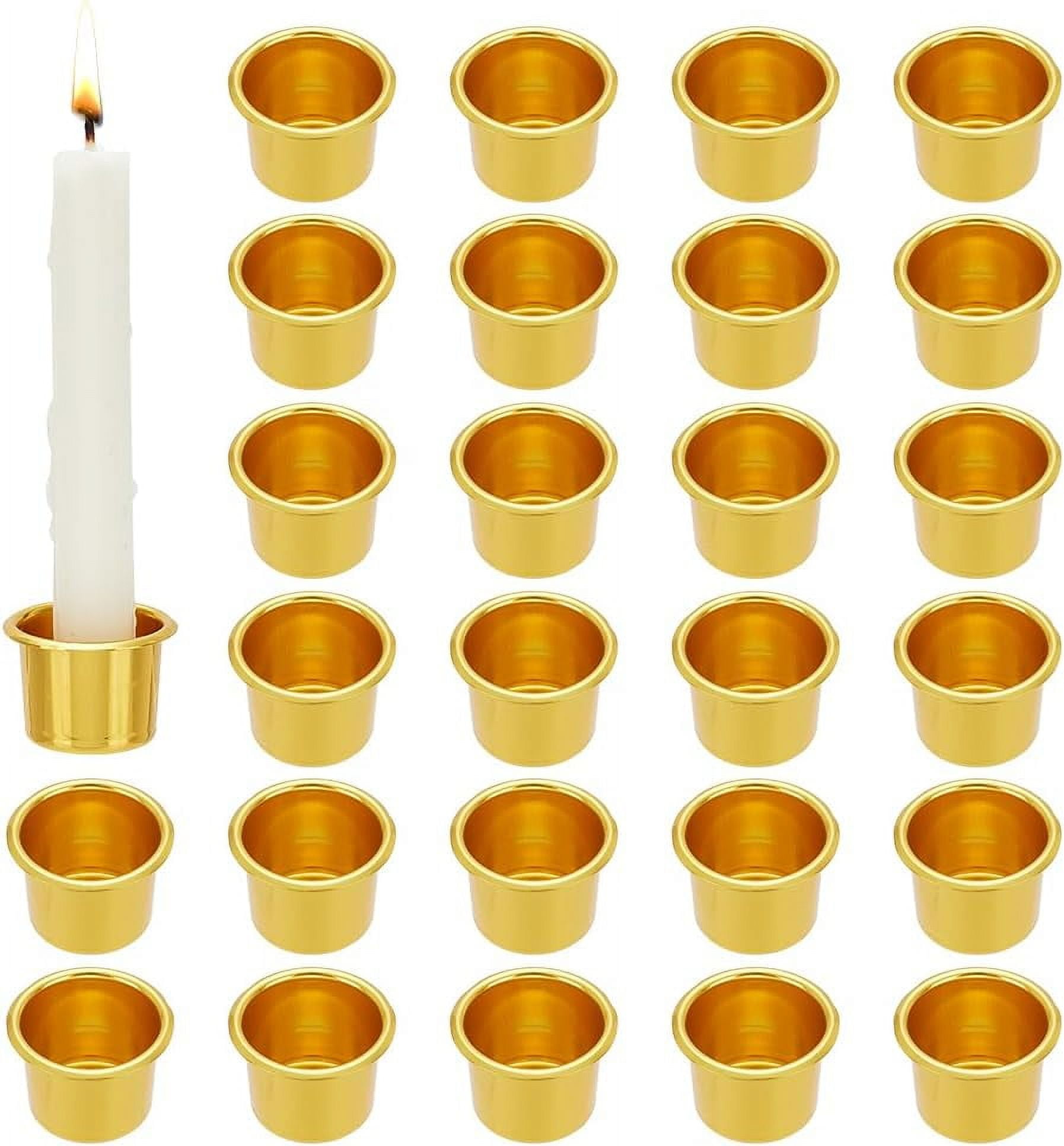 PH 30pcs Gold Candle Holders 1inch Candlestick Holder Cups Metal Candle ...