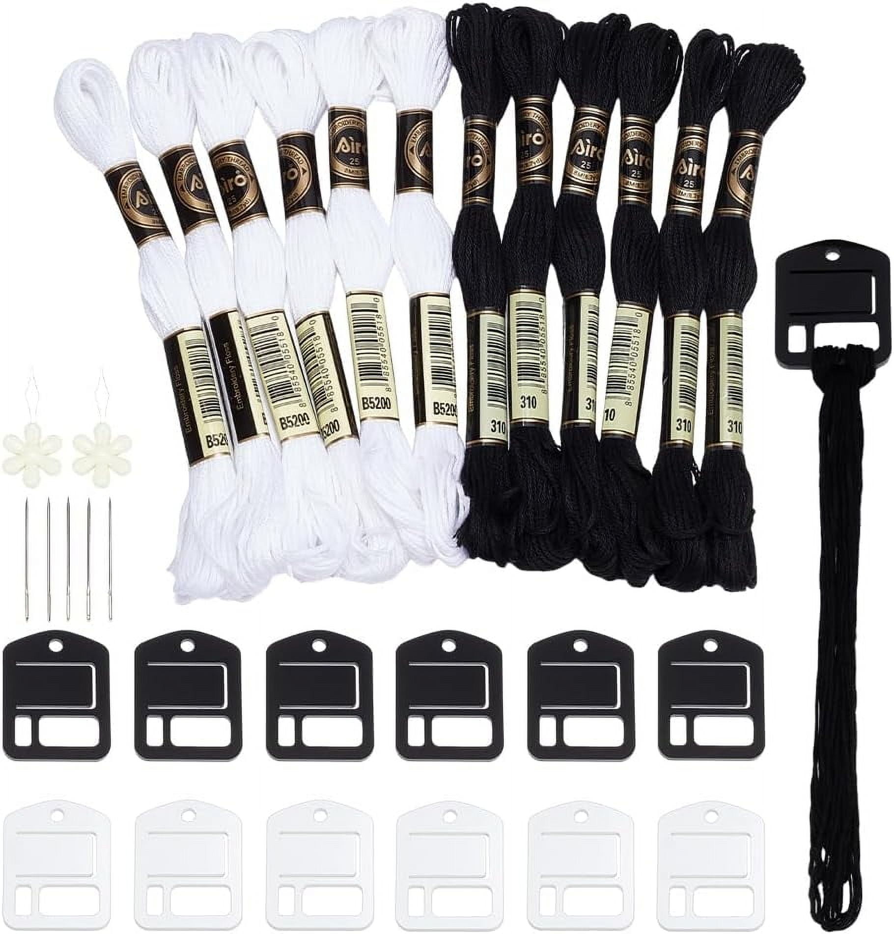 PH 31pcs Sewing Kits Black and White Color Thread and Bobbin Organizer ...