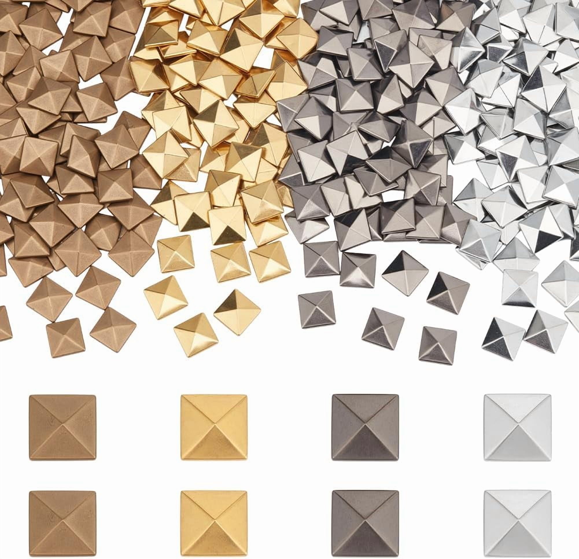 PH 320pcs 4 Colors Flat Back Pyramid Studs Hotfix Square Pyramid Studs ...