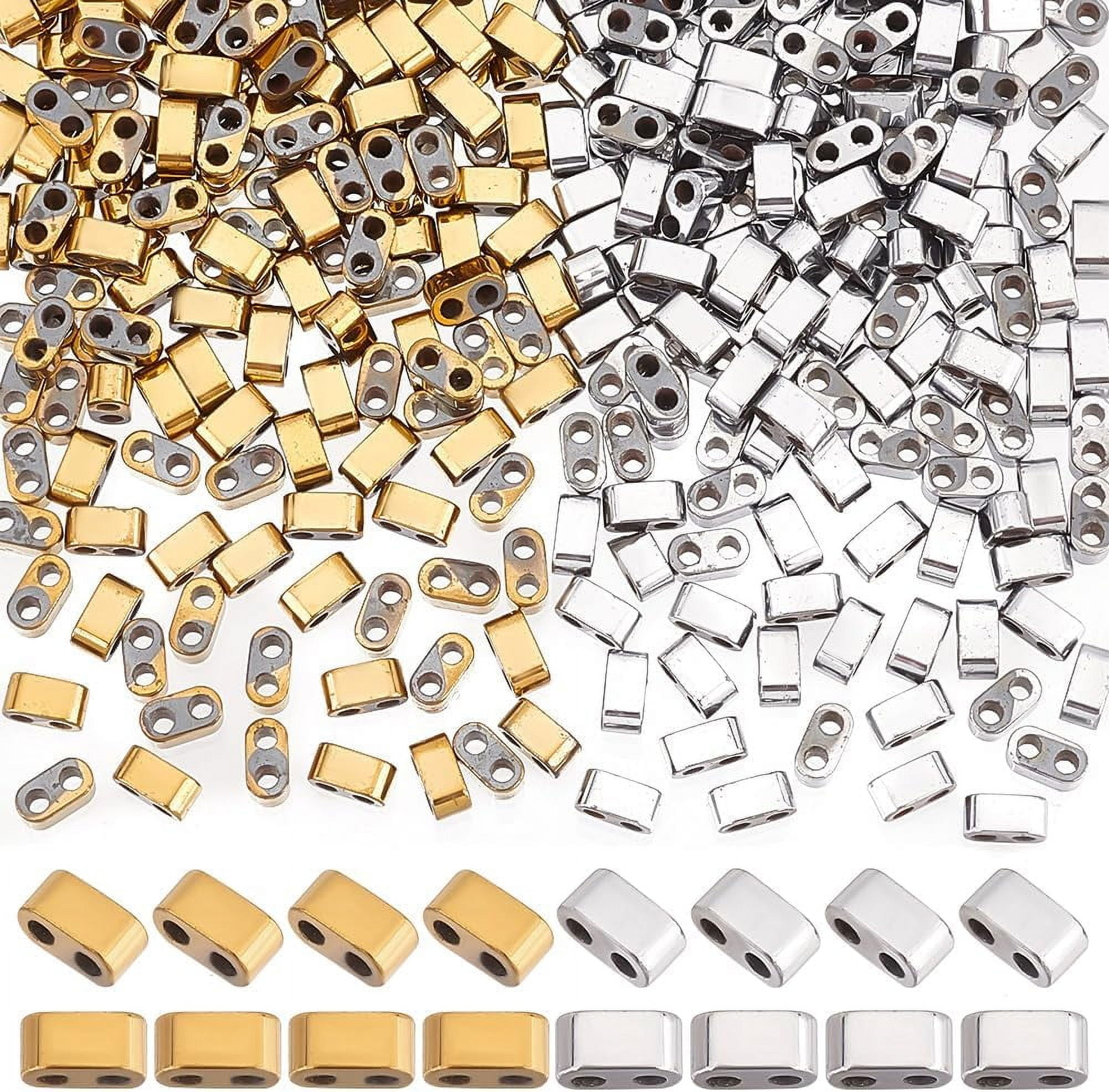 PH 356pcs Half Beads 5x2mm Hematite Flat Craft Bead 2 Hole Bead Frosted ...