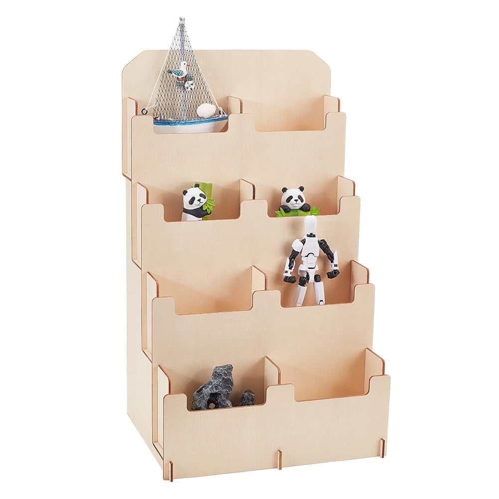 PH 4 Tier Wood Card Display Stand Sticker Rack Display 8 Shelf Portable ...