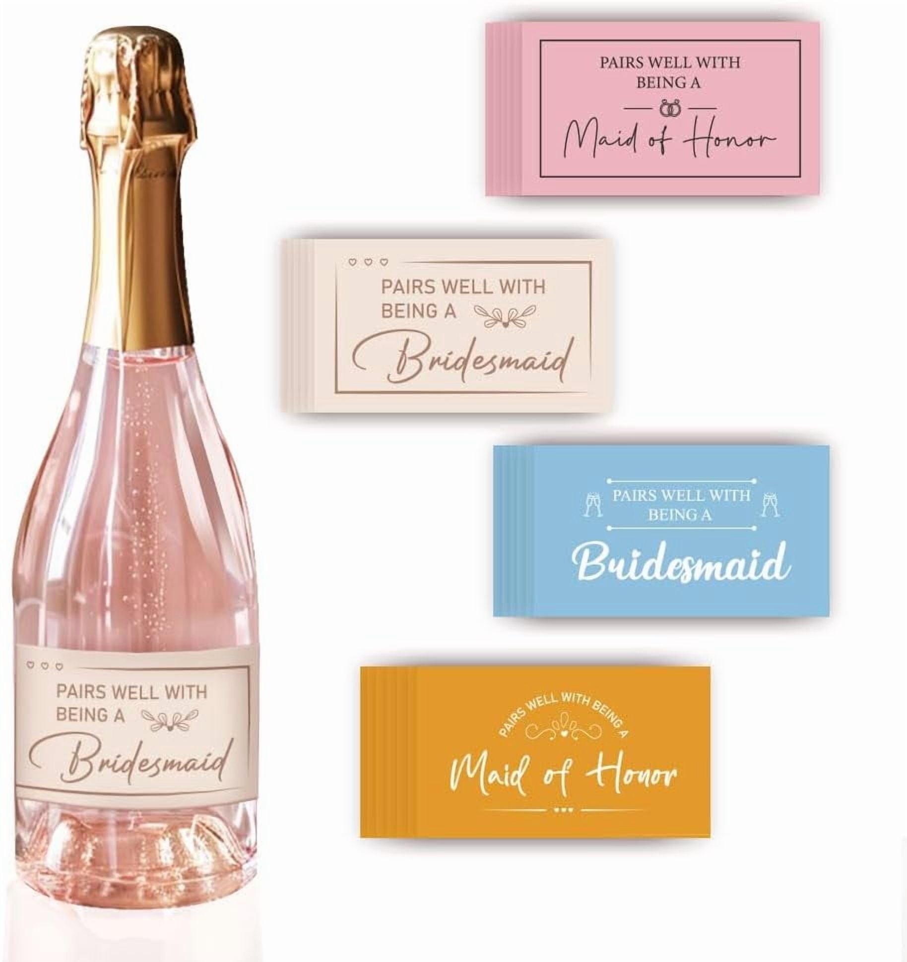 PH 40PCS Mini Wine Bottle Labels 4 Styles Morandi Color Text Champagne ...