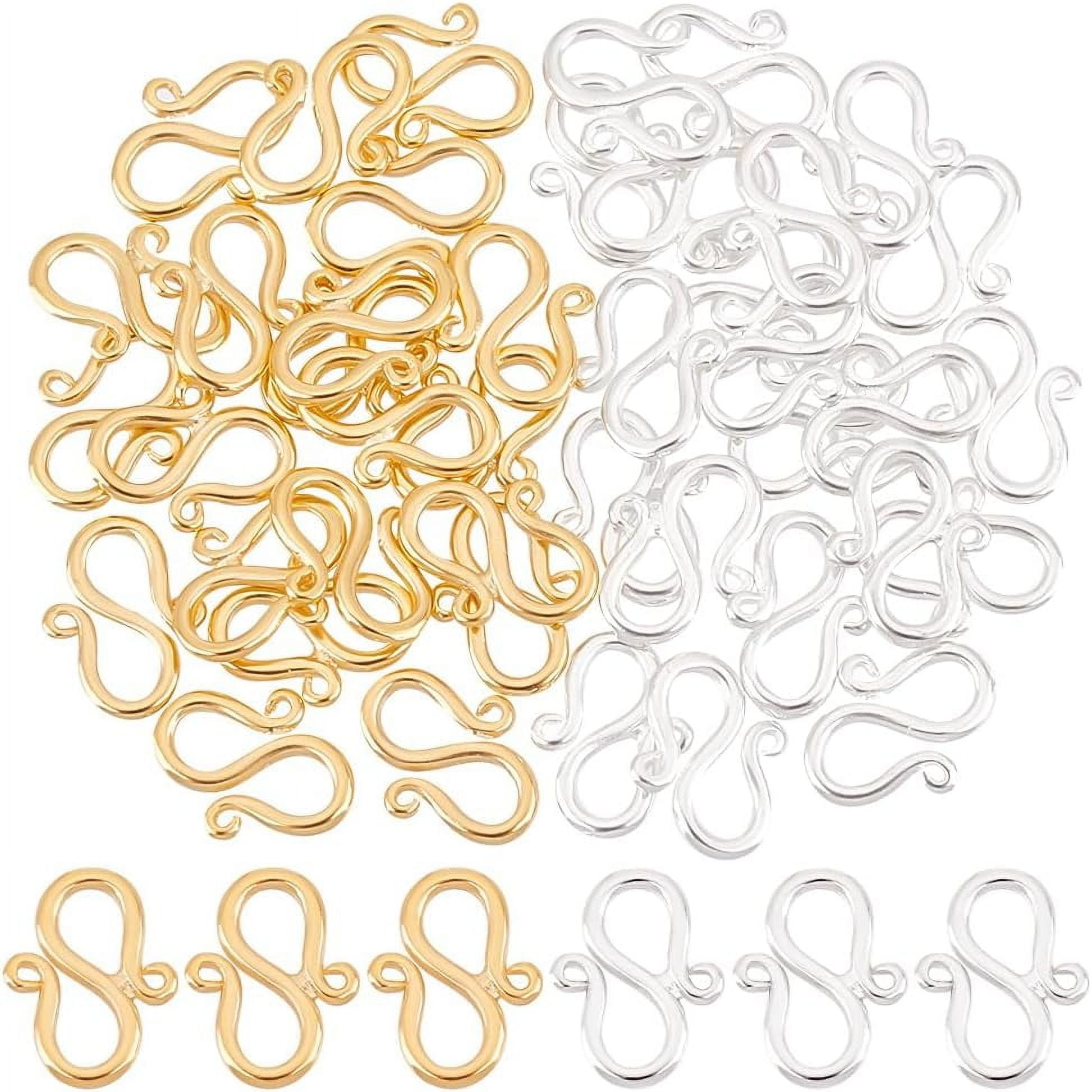 PH 40pcs 2 Colors 24K Gold S Hook Clasps Brass Necklace Clasp Jewelry ...