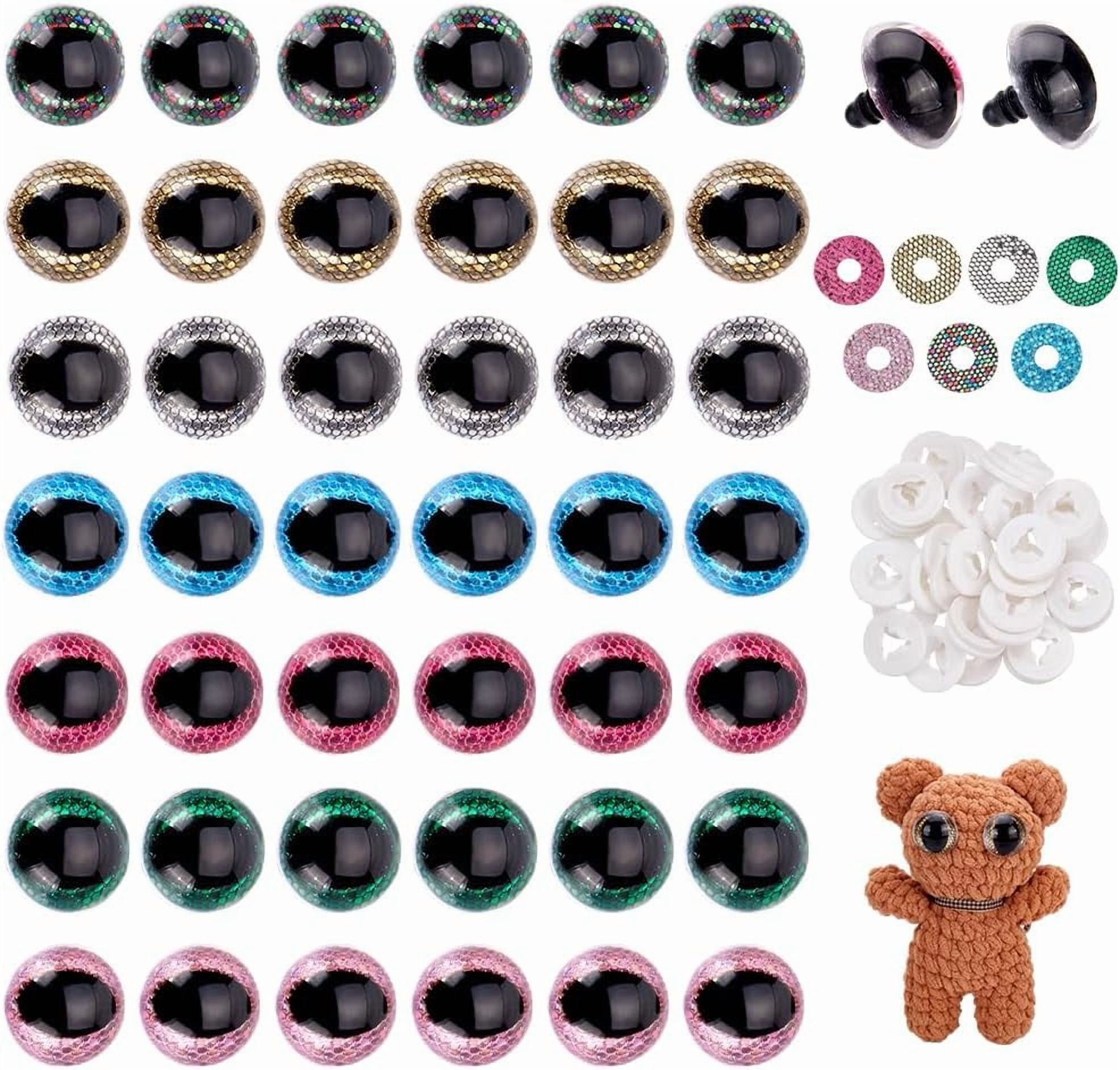 PH 42 Sets Plastic Safety Eyes 7 Colors Stuffed Glitter Animal Eyes ...