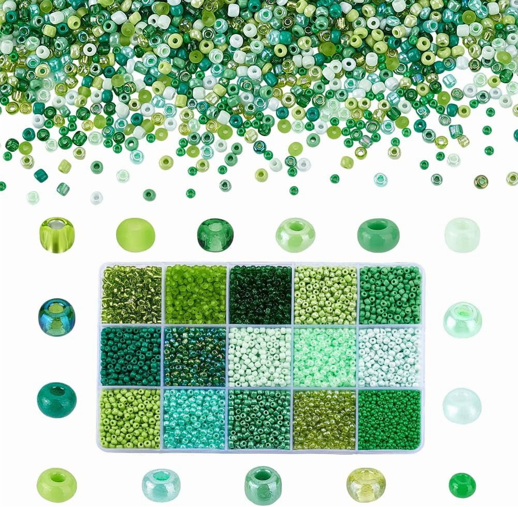 PH 4500pcs 15 Green Colors 3mm Seed Beads 8/0 Mini Waist Beads Glass ...