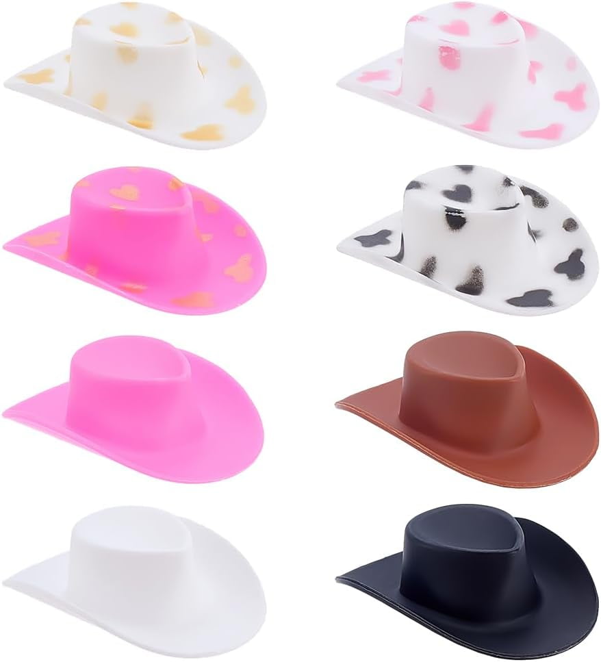 PH 48pcs Small Western Cowboy Hat Ornament for Craft 8 Styles Plastic ...