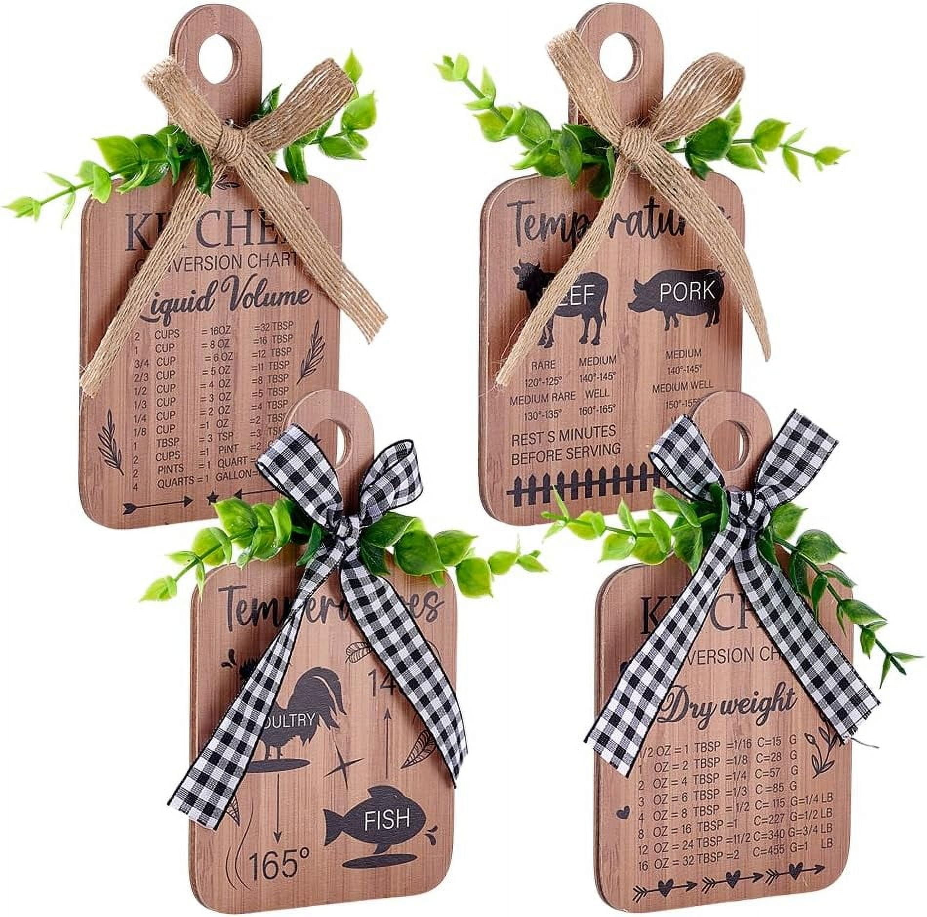 PH 4pcs Farmhouse Kitchen Signs Rustic Conversions Wood Sign Kitchen ...