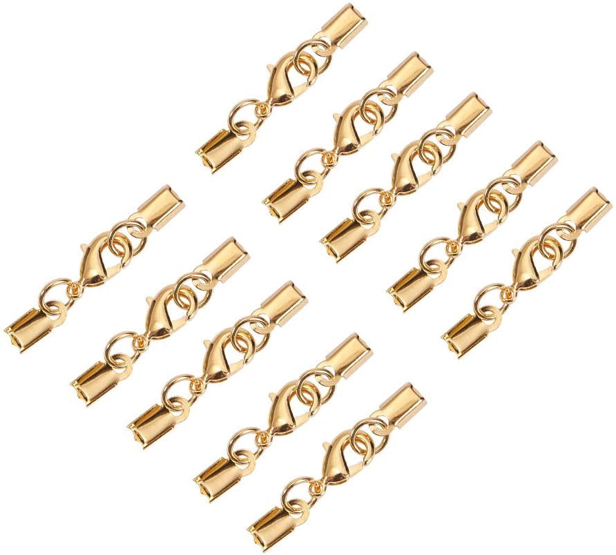 PH 50 Sets Brass Fold Over Cord Ends Terminators Crimp End Tips with ...