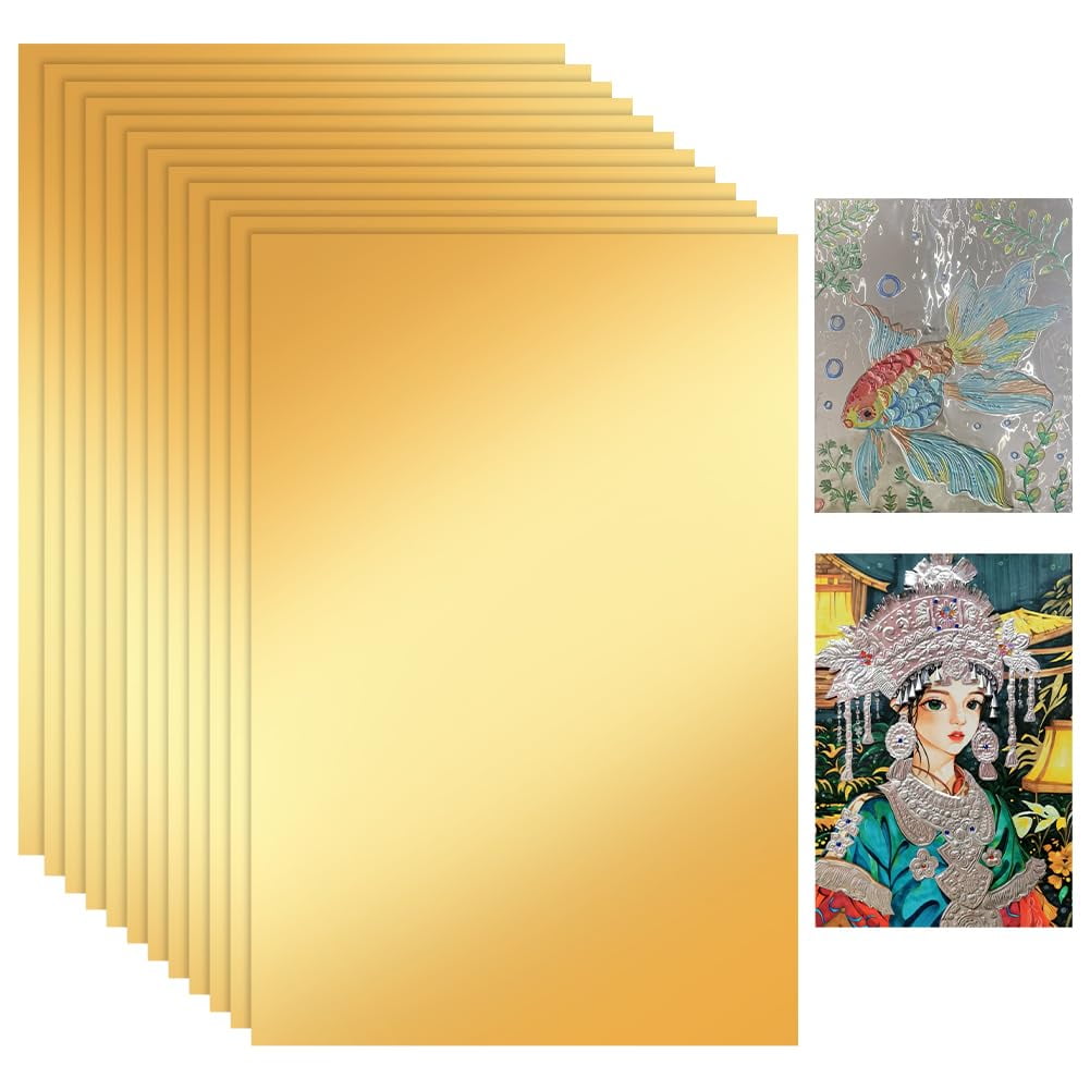 PH 50 Sheets Aluminum Foil Sheets 7.8x11.8 Inch Deco Foil Metal Sheet ...
