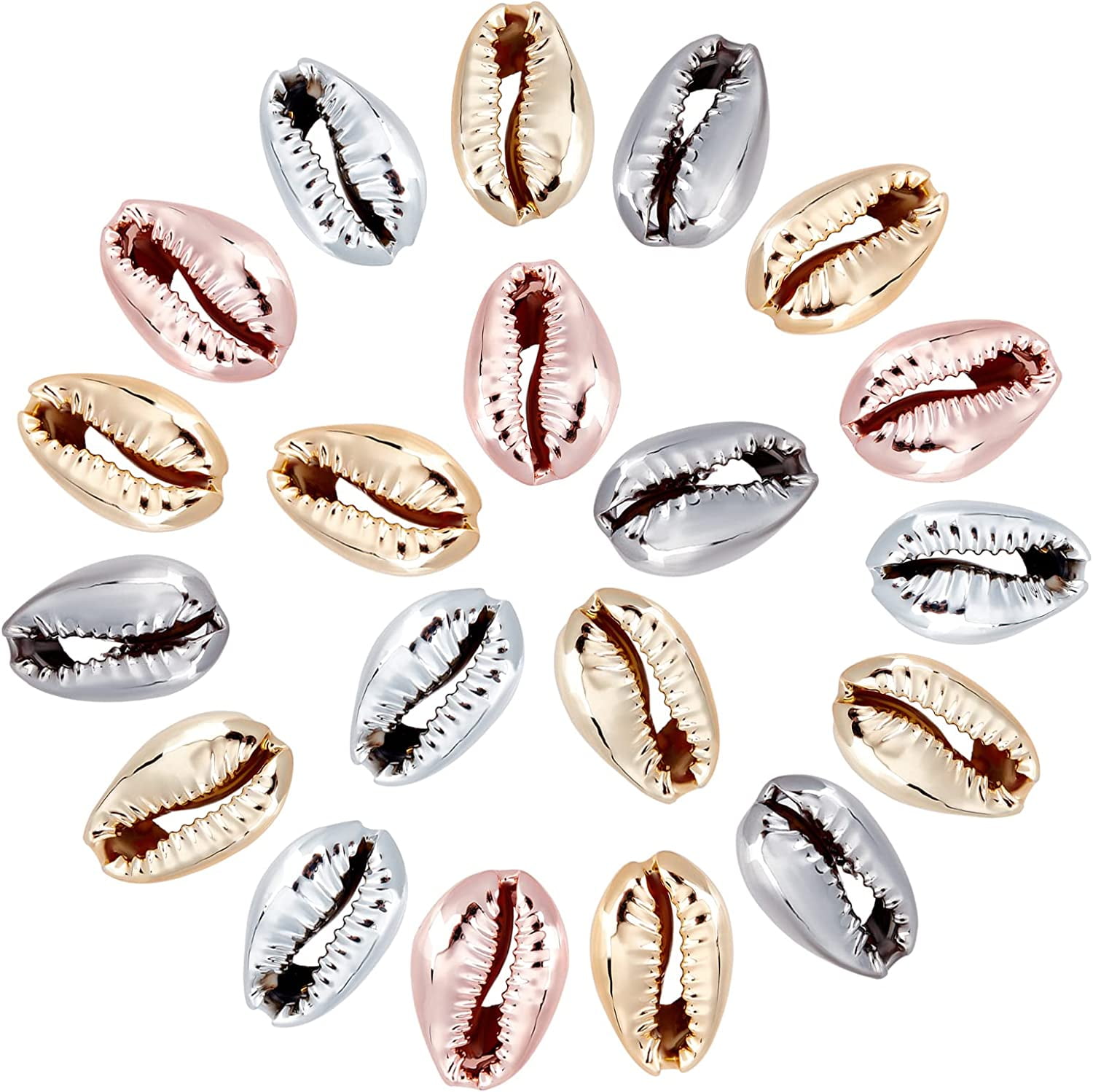 PH 50pcs Cowrie Seashells 5 Colors Spiral Shell Beads Electroplate Jewelry Seashells Charms for ...