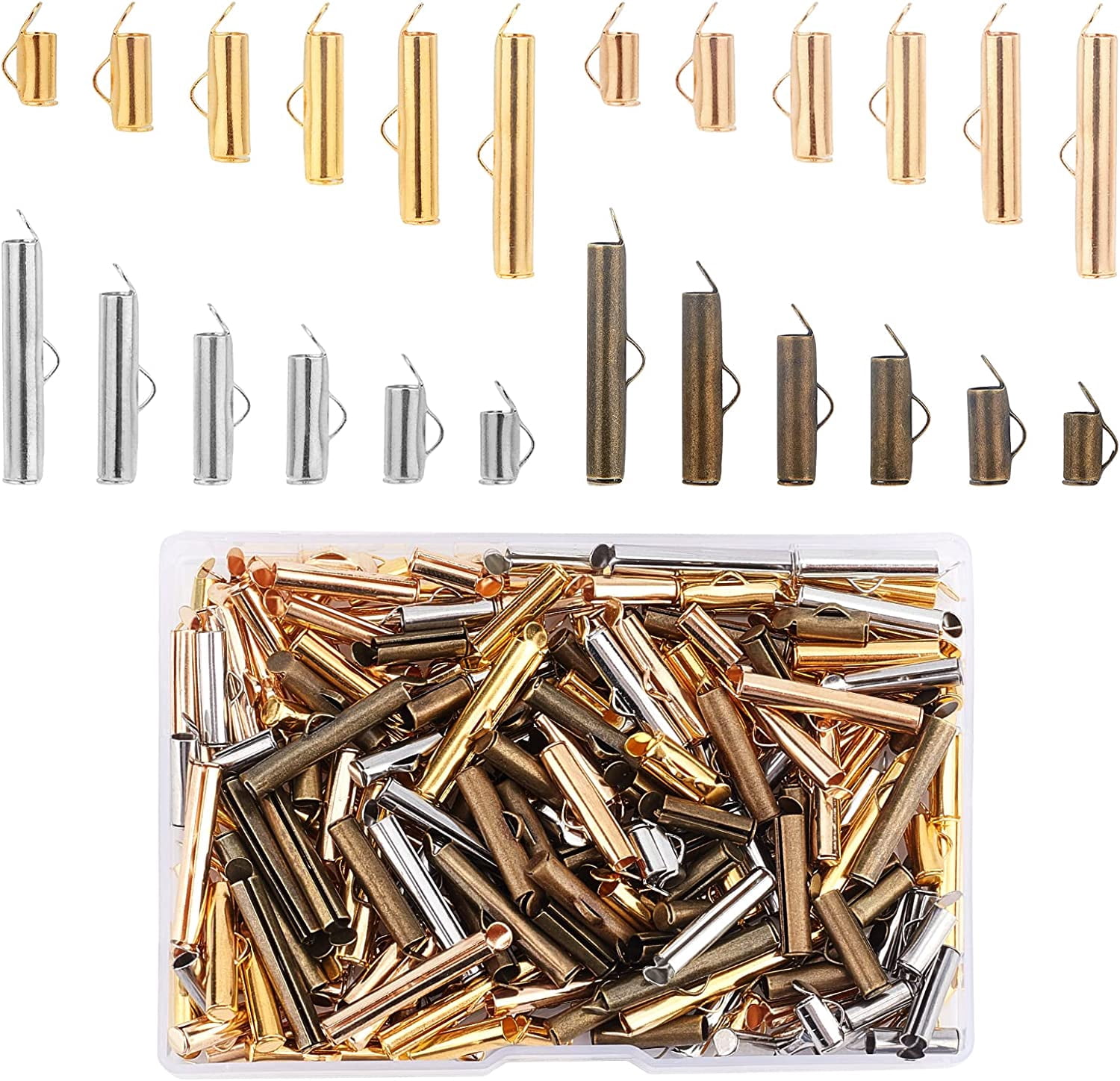 PH 6 Sizes Slider End Clasps 240pcs Slider Clasp for Bead Loom 4 Color ...
