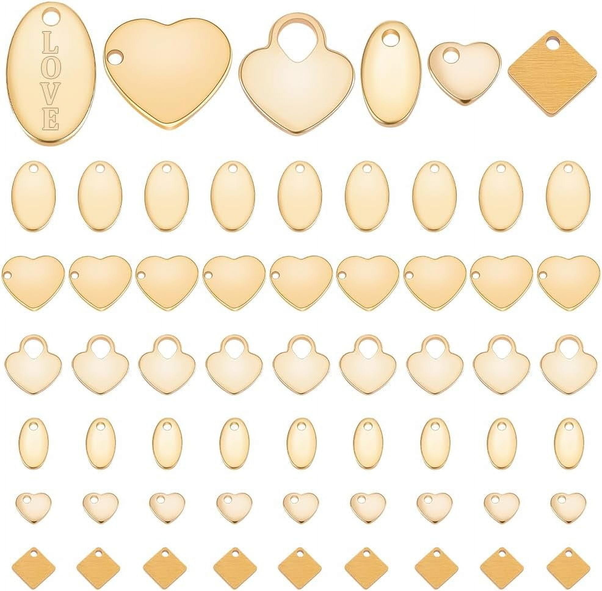 PH 60pcs 24K Gold Plated Stamping Charms 304 Stainless Steel Stamping ...