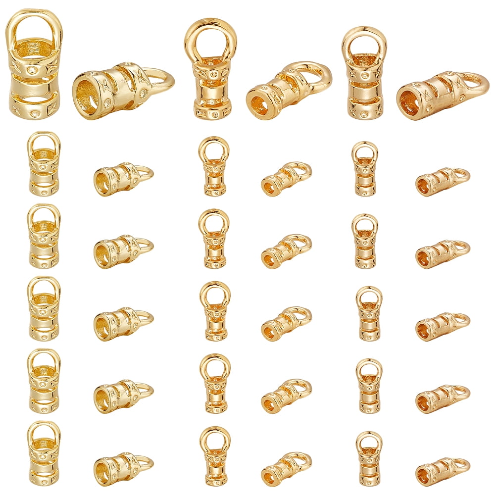 PH 60pcs Cord Ends Caps 18K golden Plated Leather Cap Glue in Barrel ...