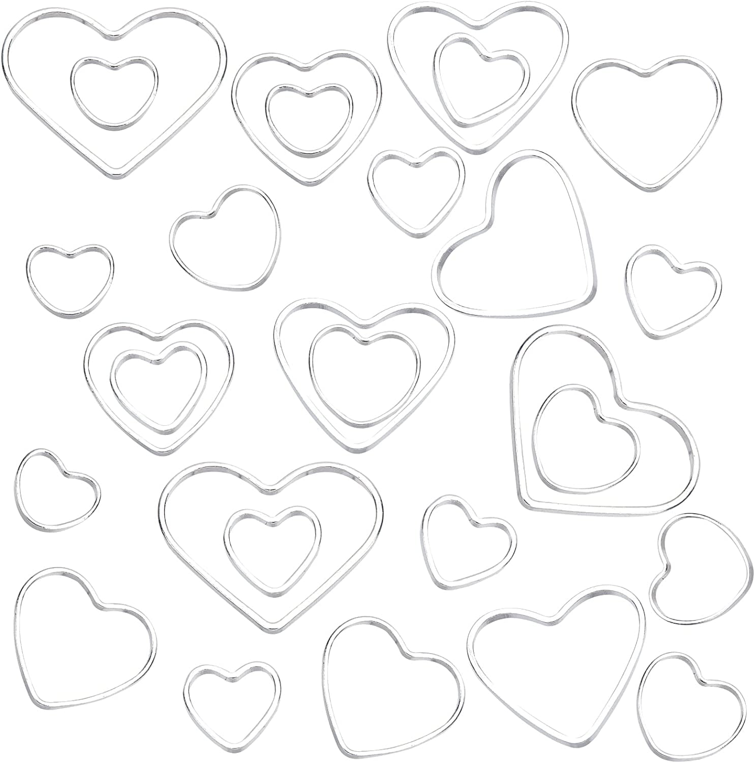 PH 60pcs Heart Frame Charms 6 Size Love Heart Linking Rings Brass ...