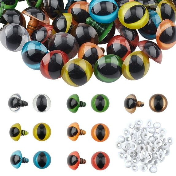 PH 70pcs Safety Eyes 7 Color 18mm Plastic Craft Eyes Cat Eyes with ...