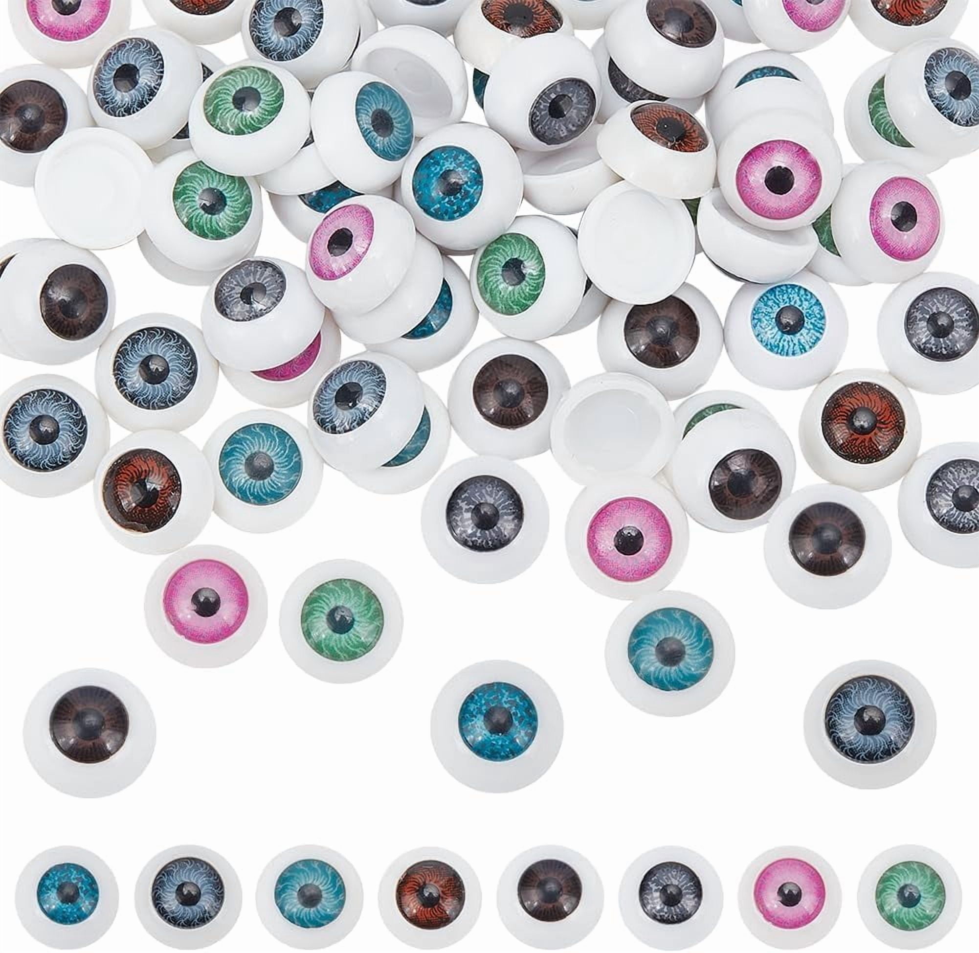 PH 80pcs 12mm Eyeballs 8 Colors Craft Eyes Realistic Human Eyes Hollow ...
