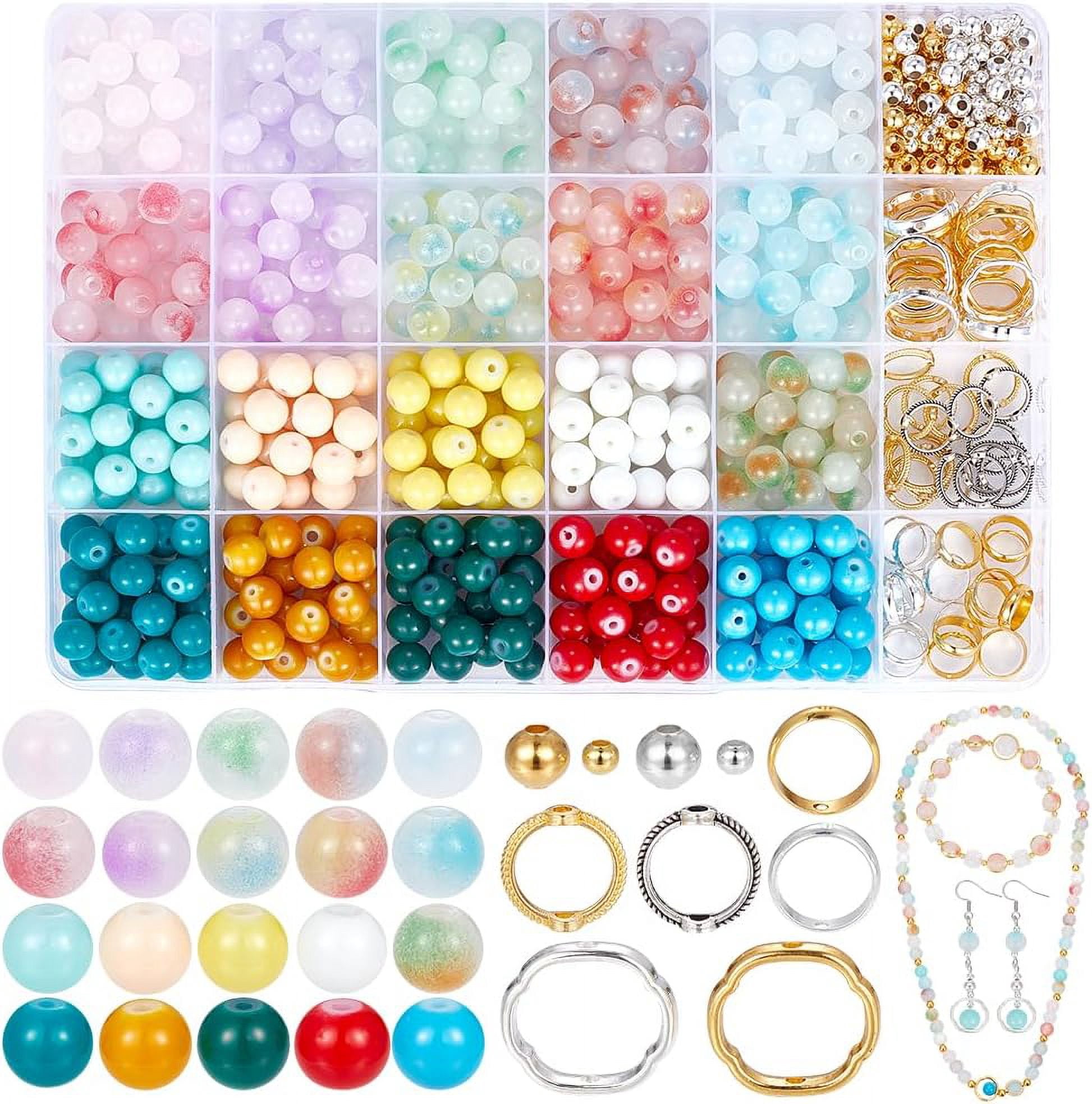 PH 860PCS Glass Beads for Jewelry Making 20 Colors 8mm Beads Bracelet ...