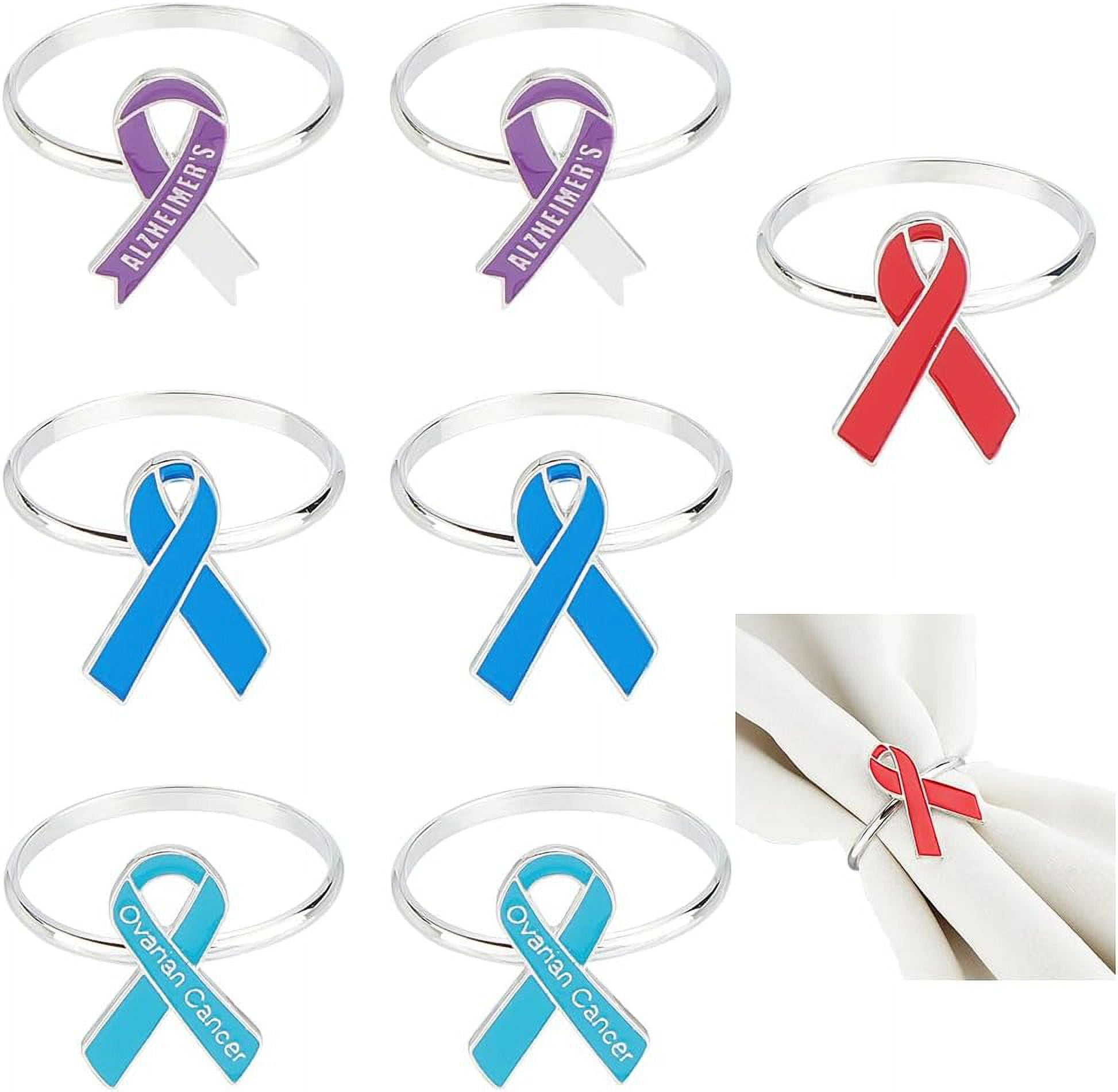 PH 8pcs Napkin Ring Holder 4 Colors Awareness Ribbon Napkin Rings for ...
