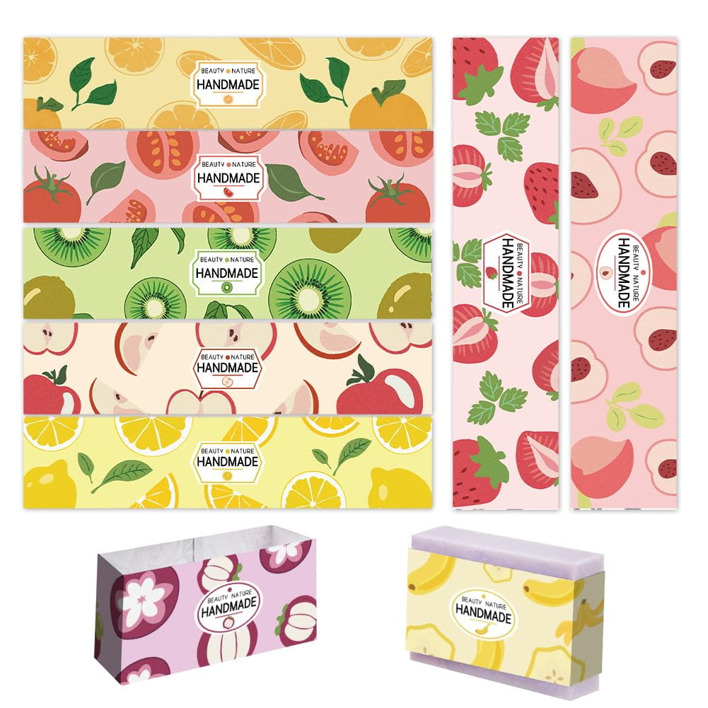 PH 90PCS Handmade Wrap Label Tape 9 Styles Fruit Soap Wrap Paper Tape ...