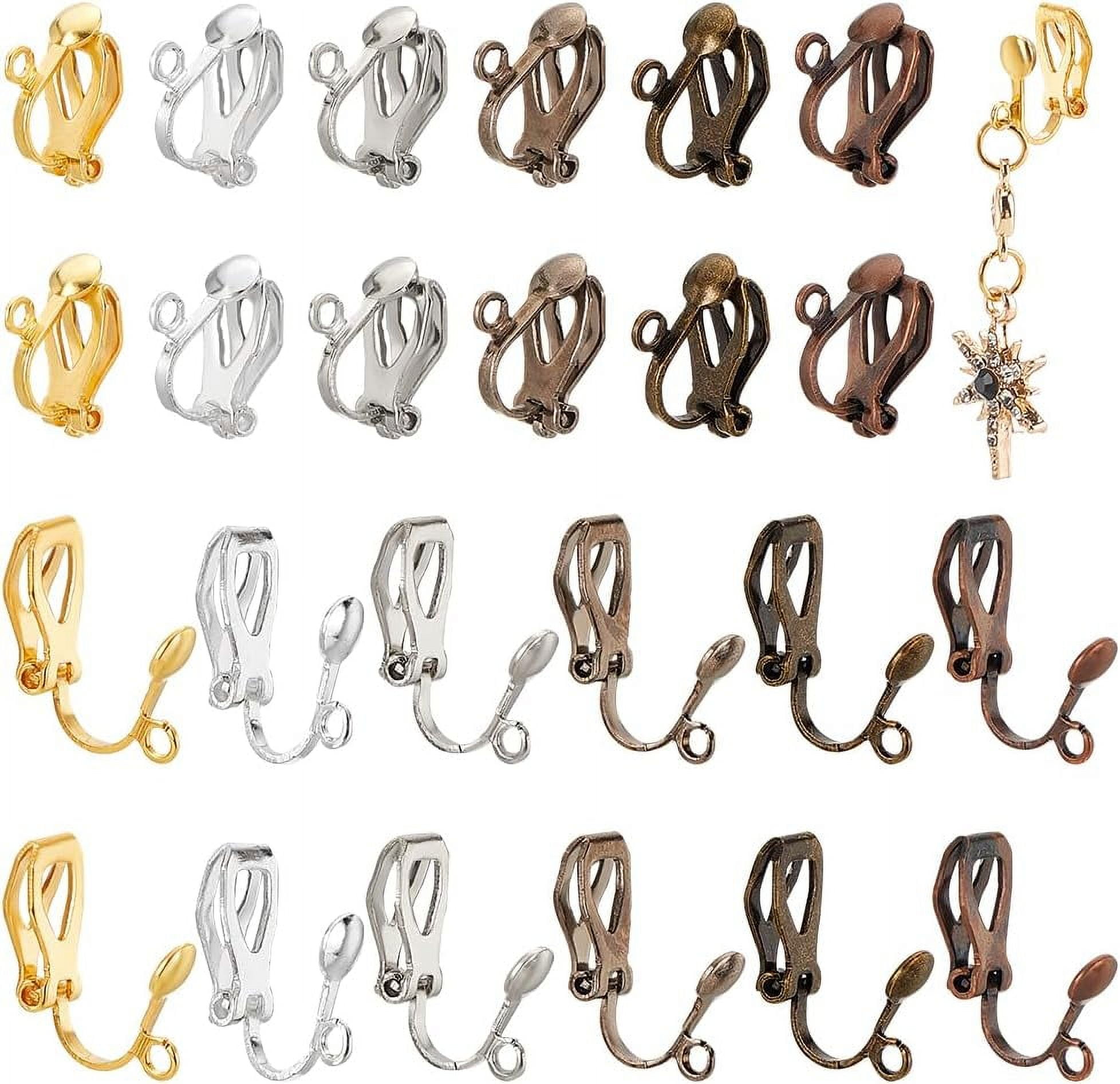 PH 96 Pieces Brass Clip-on Earring Converter Component 13x6x7mm for ...