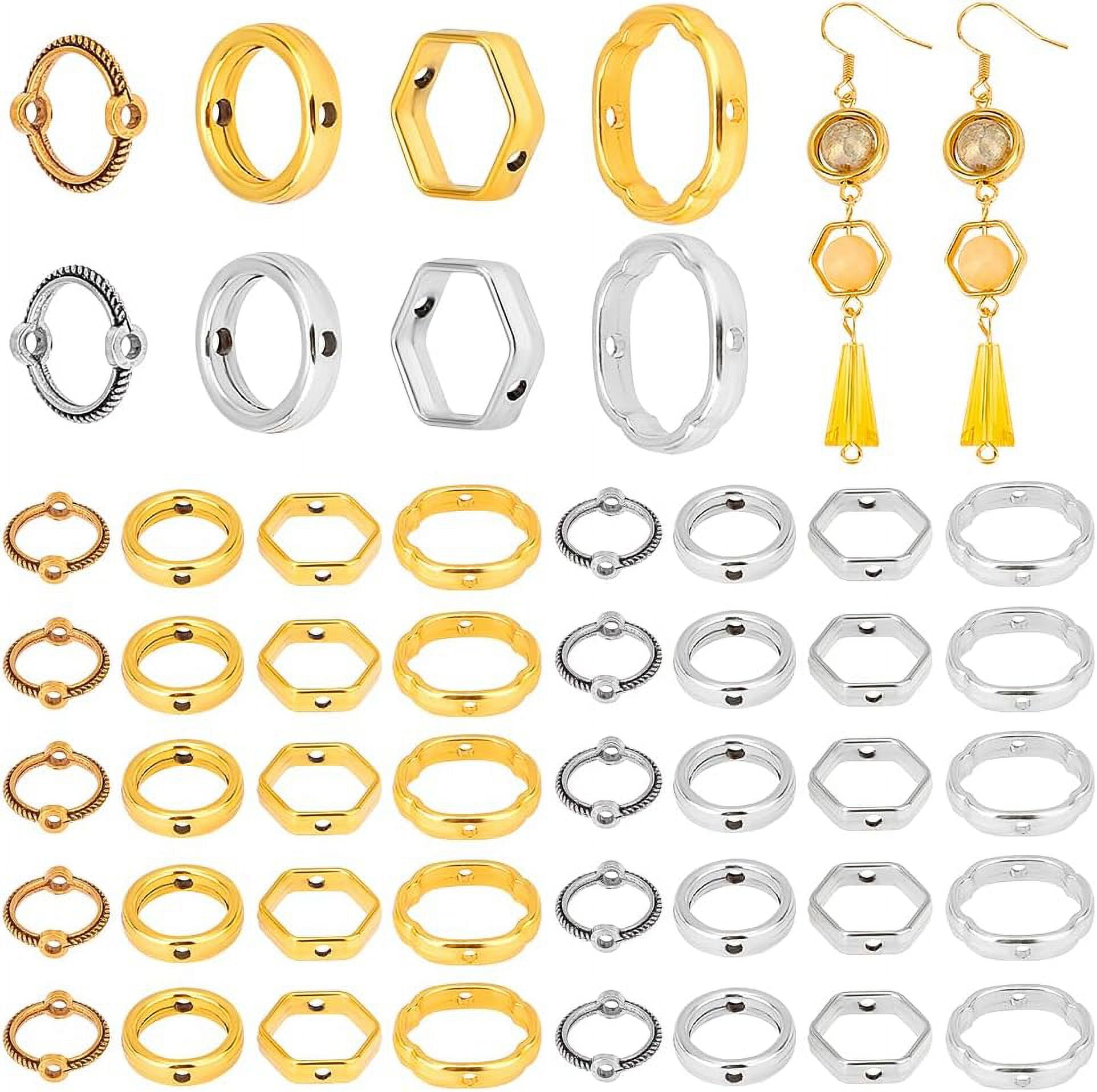 PH 96pcs 8 Styles Tibetan Style Bead Frames Hollow Beads Double Hole ...