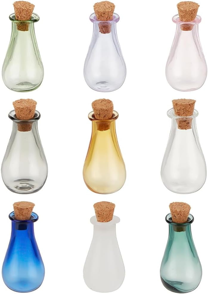 PH 9PCS Tiny Spell Jars 9 Colors Glass Mini Potion Bottles Empty ...