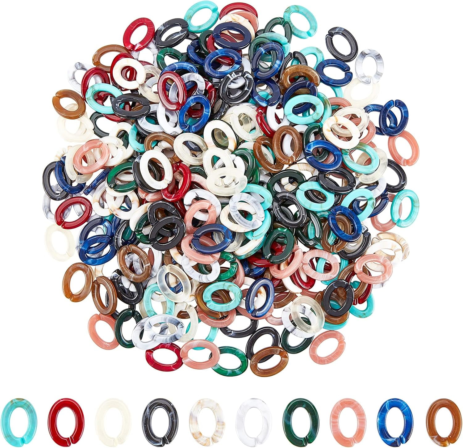 PH Acrylic Linking Rings 300pcs 10 Colors Open Chain Links Rings Quick ...