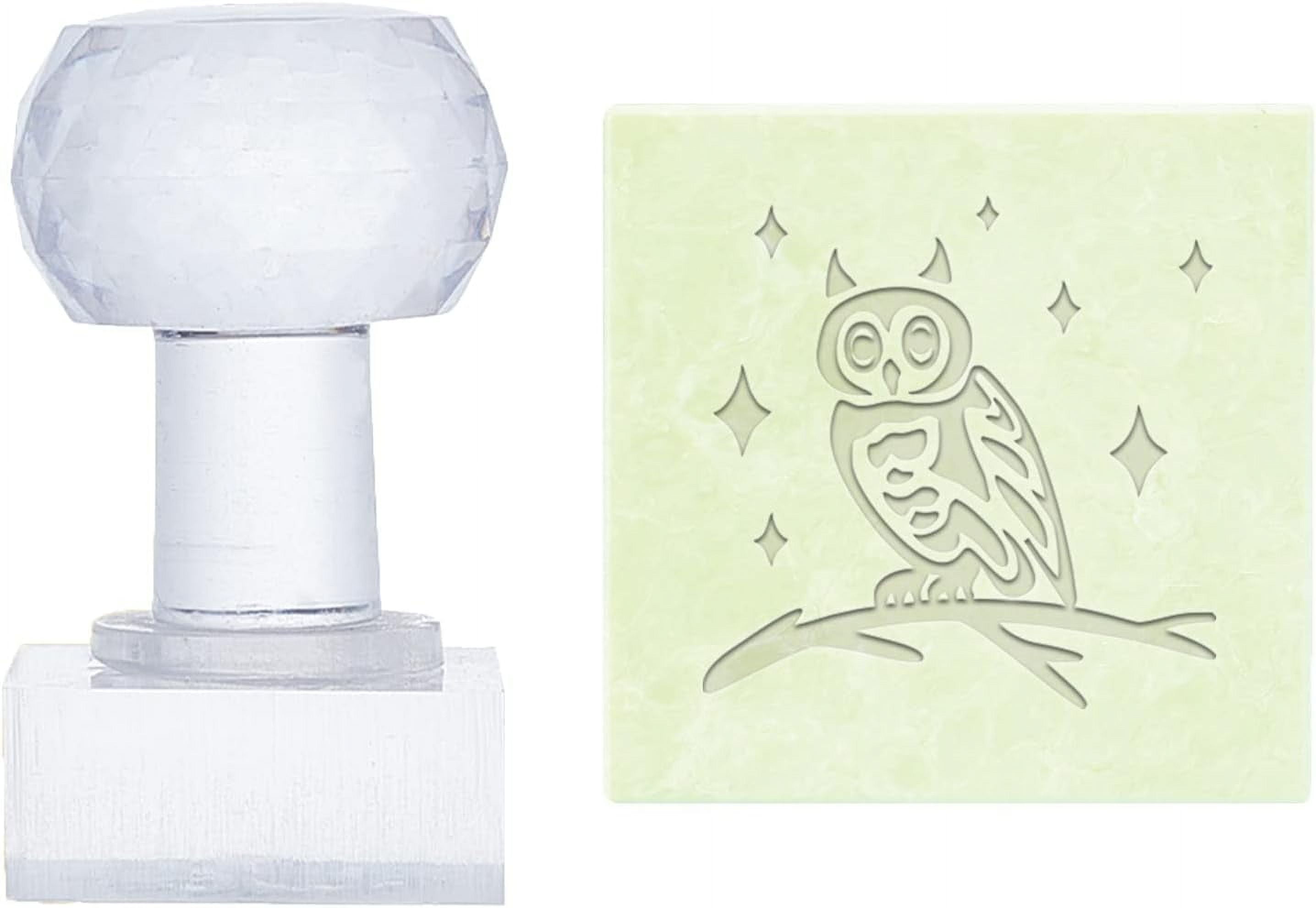 PH Acrylic Soap Stamp Owl Soap Embossing Stamp with Handle Square Soap ...