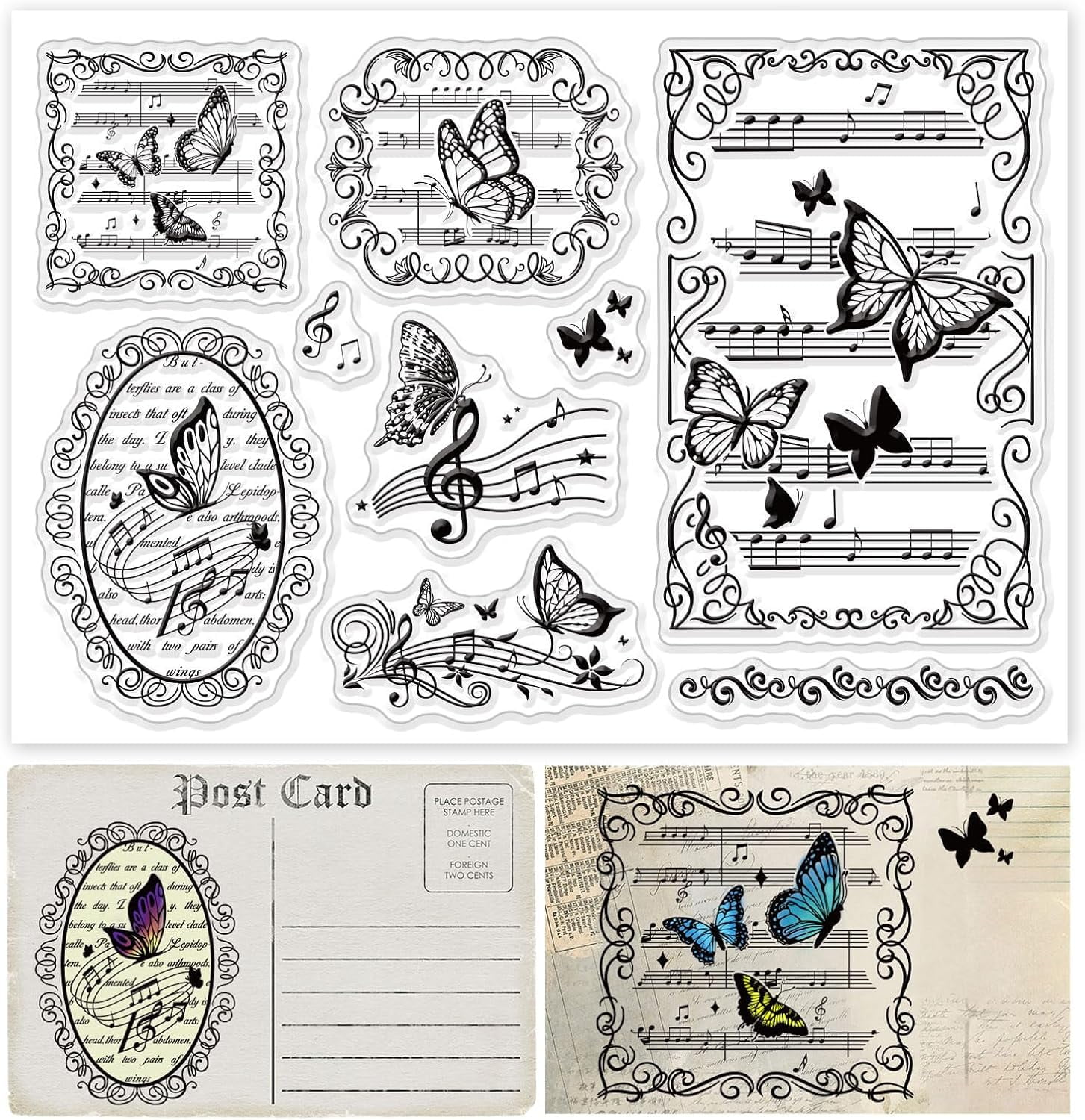 PH Butterfly Clear Stamps Music Note Silicone Rubber Stamp Film Frame ...