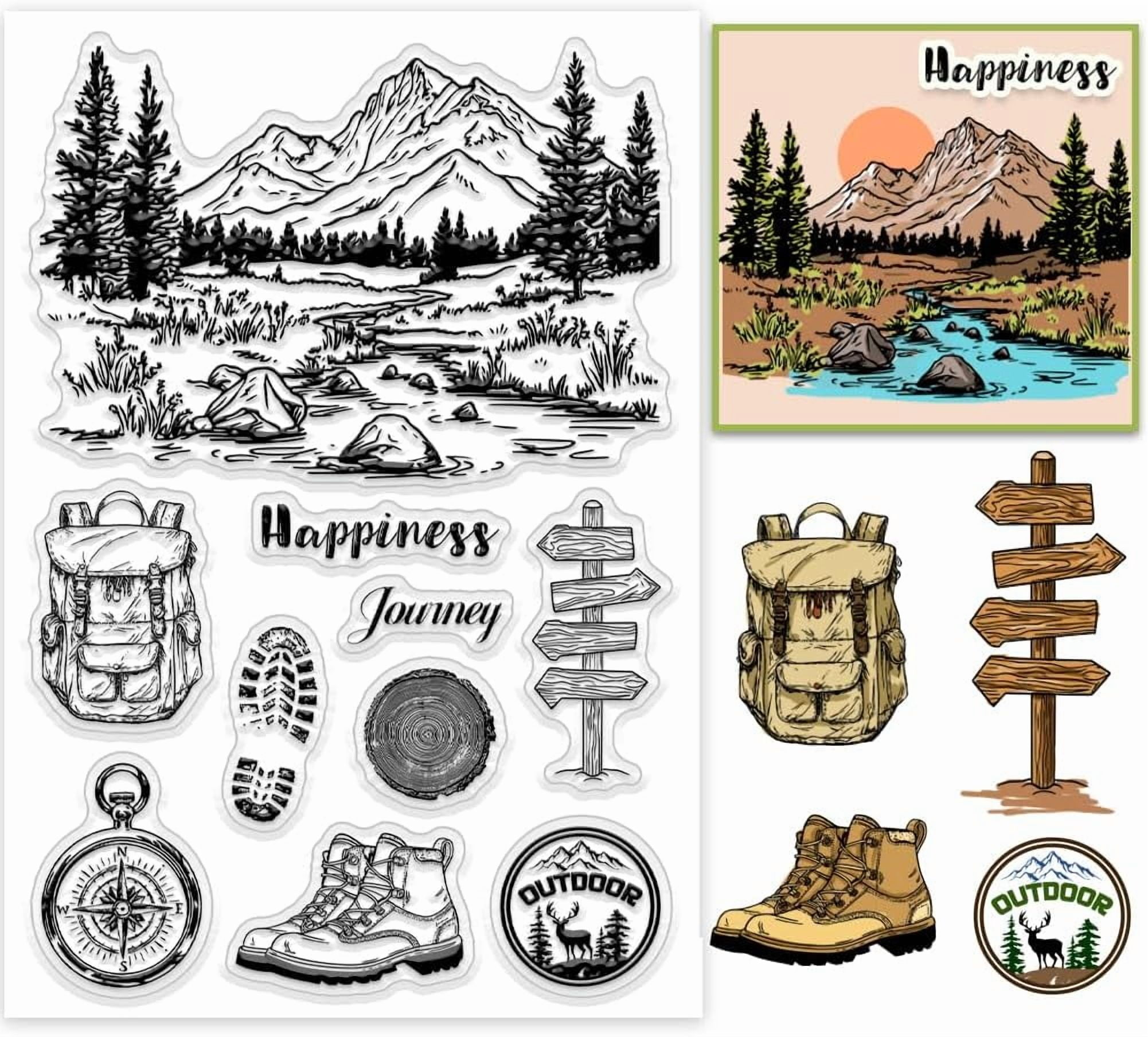 PH Camping Clear Stamps Mountain Transparent Stamps Forest Tree Stamps ...