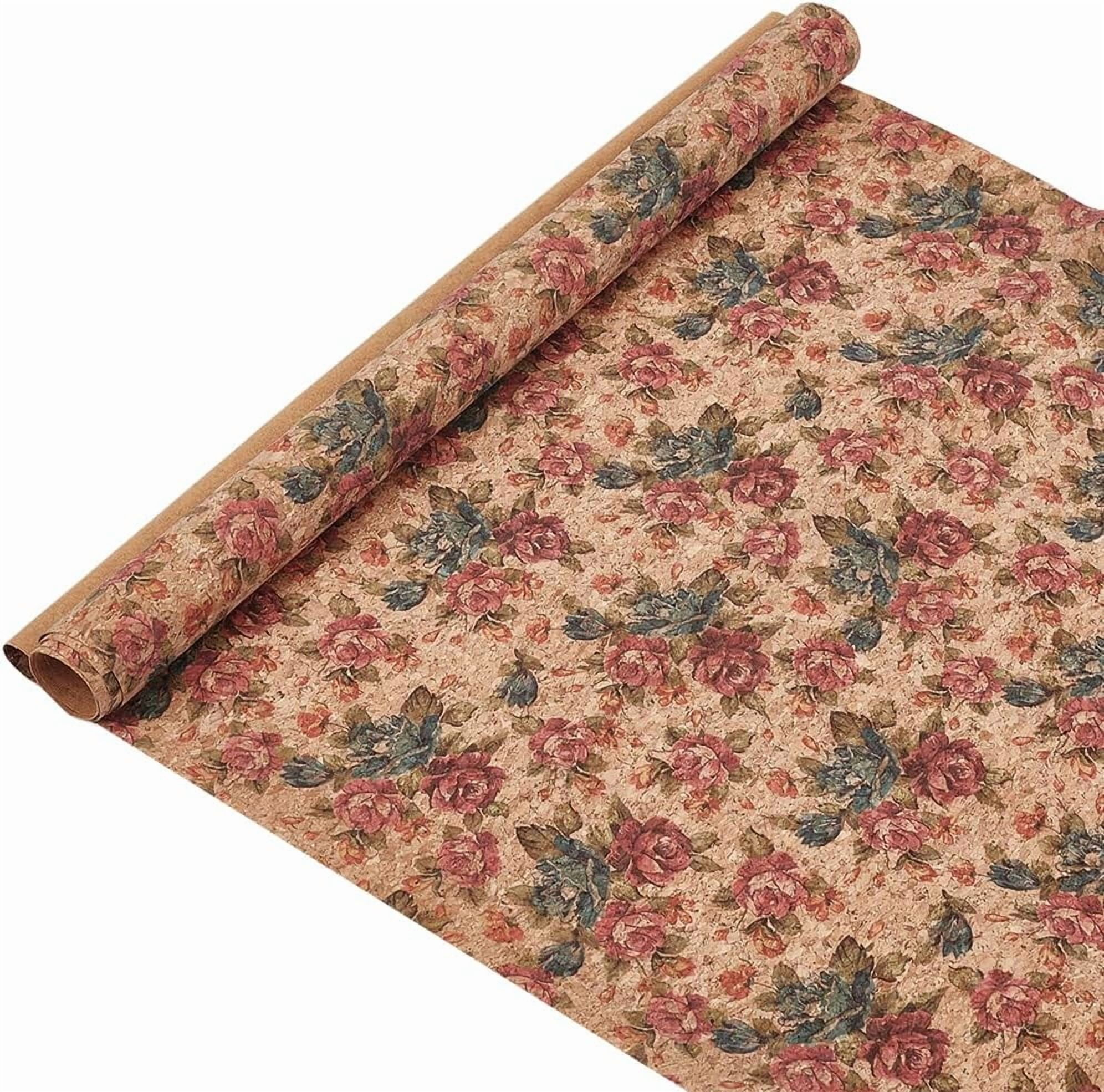 PH Cork Fabric 55x19.7 Inch Flower Pattern Cork Fabric for Bag Making ...