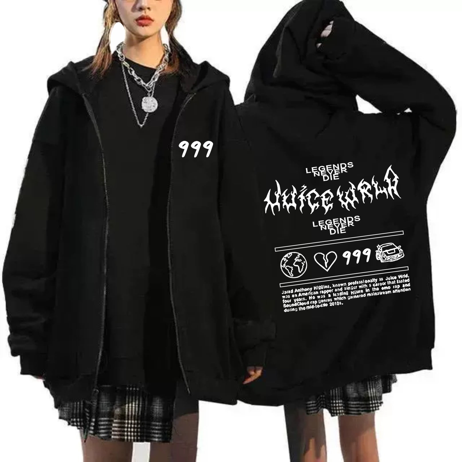 PH DOUBLE L Juice Hoodie Zip-Up Casual Hooded Rapper Sweatshirt, Ivan ...