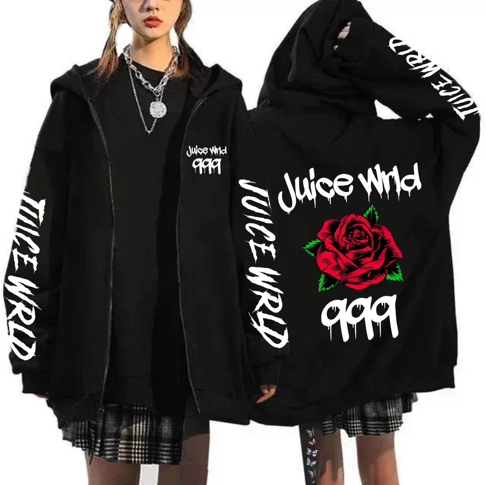 PH DOUBLE L Juice Hoodie Zip-Up Casual Hooded Rapper Sweatshirt, Ivan ...