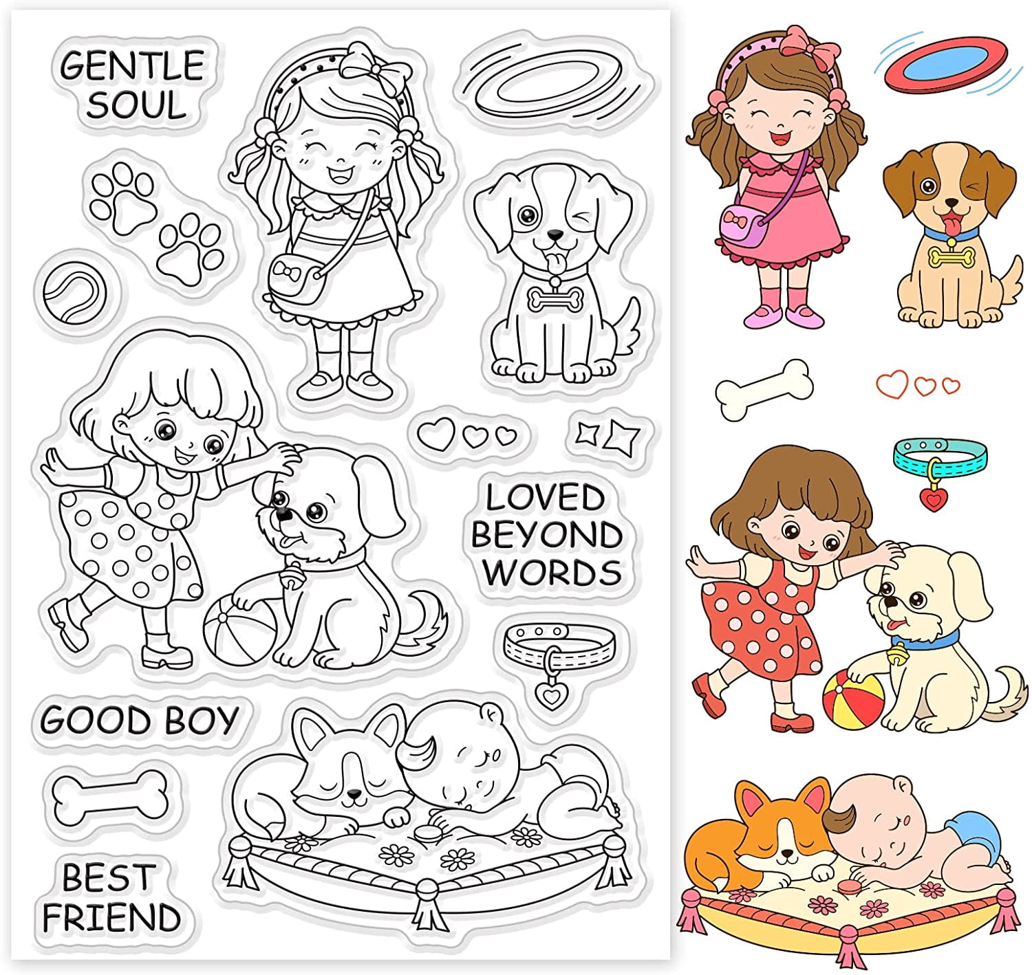 PH Dog Silicone Stamps Women with Pet Clear Stamps Animal Cards Rubber ...