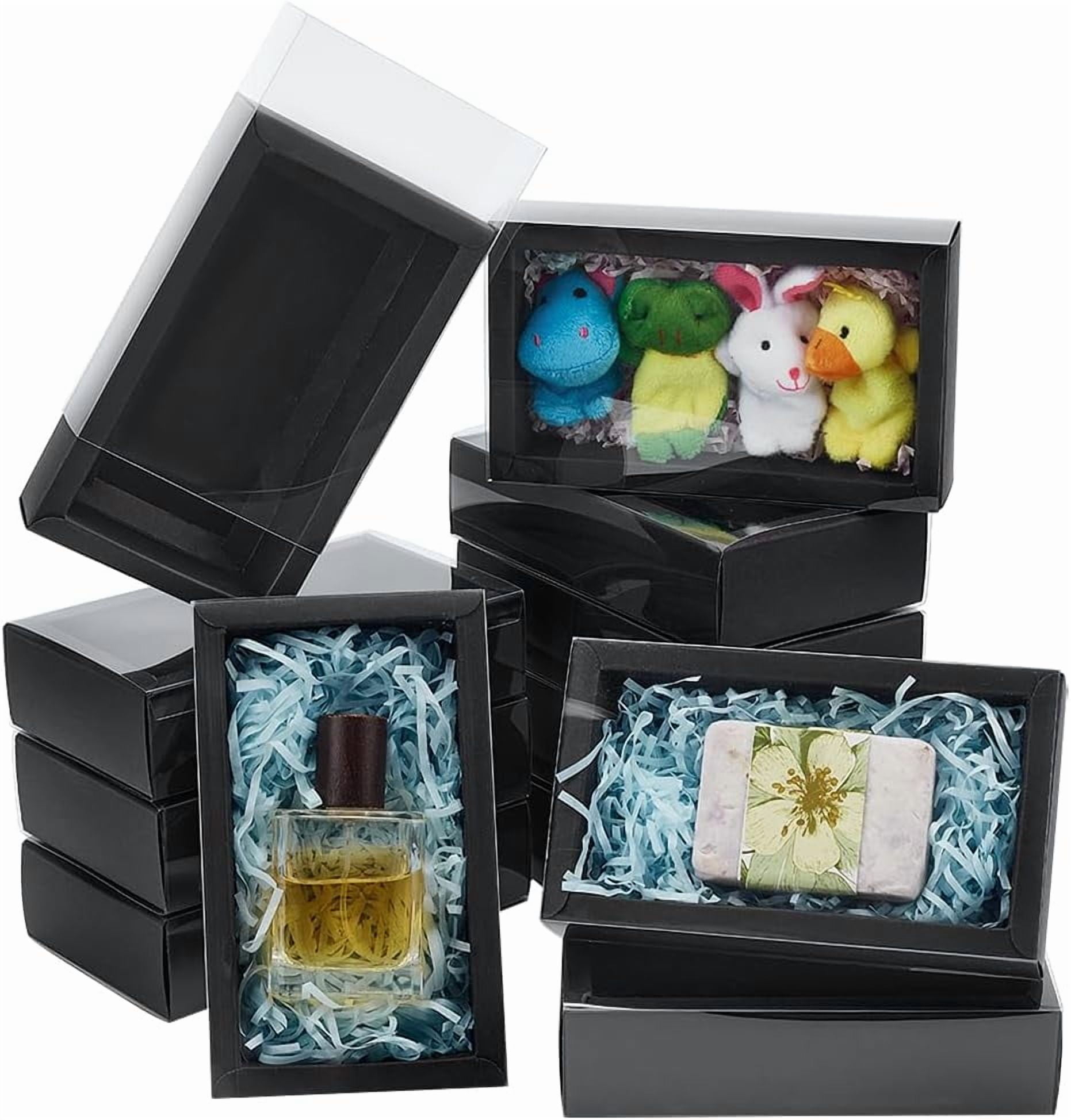 PH Drawer Kraft Boxes 12pcs Black Gift Boxes with Clear PVC Windows ...